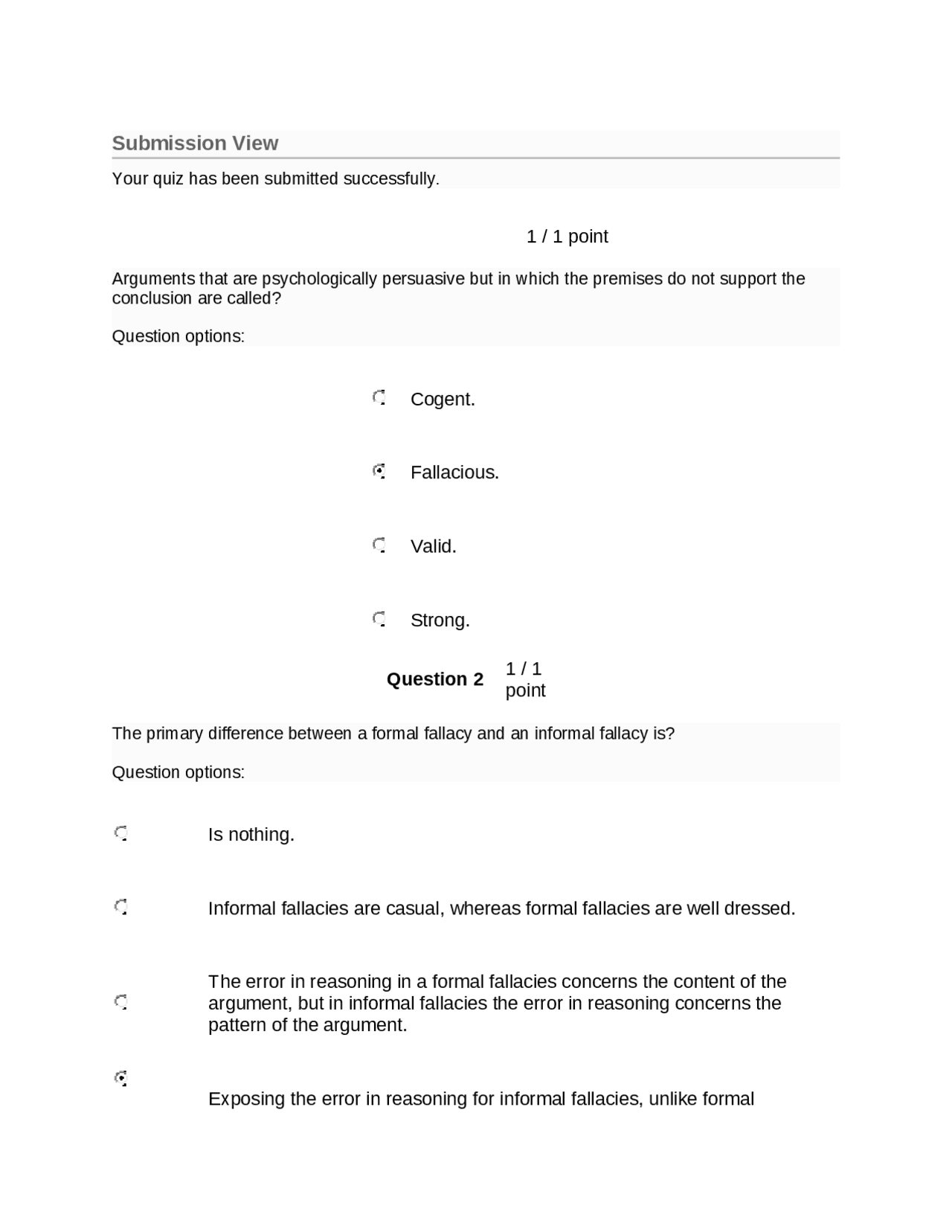 Quiz For Introduction To Logic And Critical Think Phil 151 Docsity