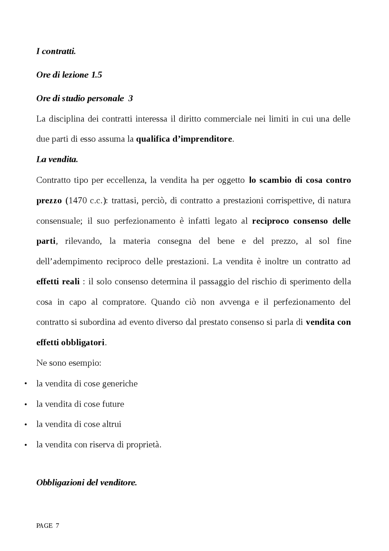 I Contratti Di Compravendita Riassunto Di Diritto Civile Docsity