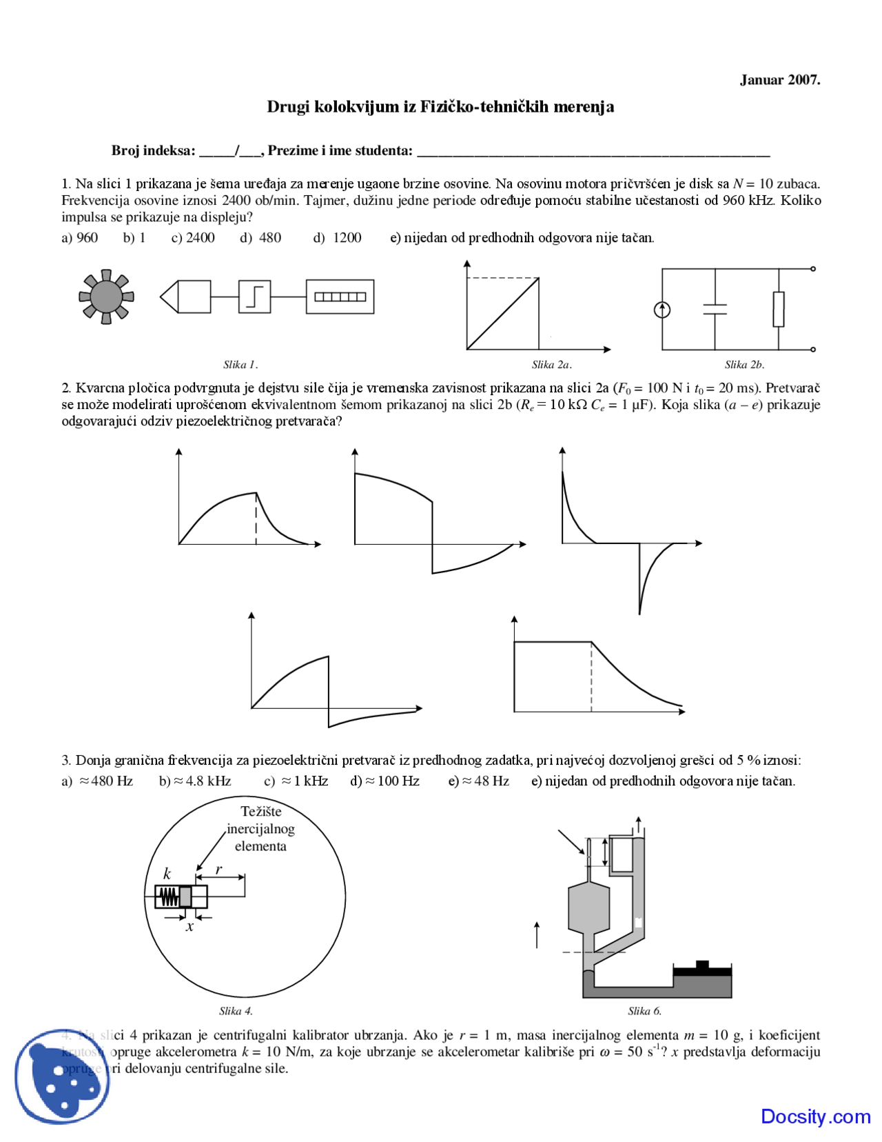 Fizicko-tehnicka merenja-Elektrotehnicki fakultet-Ispit KOL 2 FTM 07 | Ispiti' predlog Fizička i ...