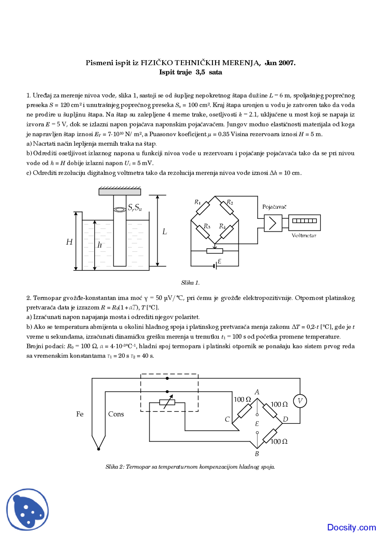 Ispit-Fizicko-tehnicka merenja-Elektrotehnicki fakultet JUN 07 | Ispiti' predlog Fizička i ...