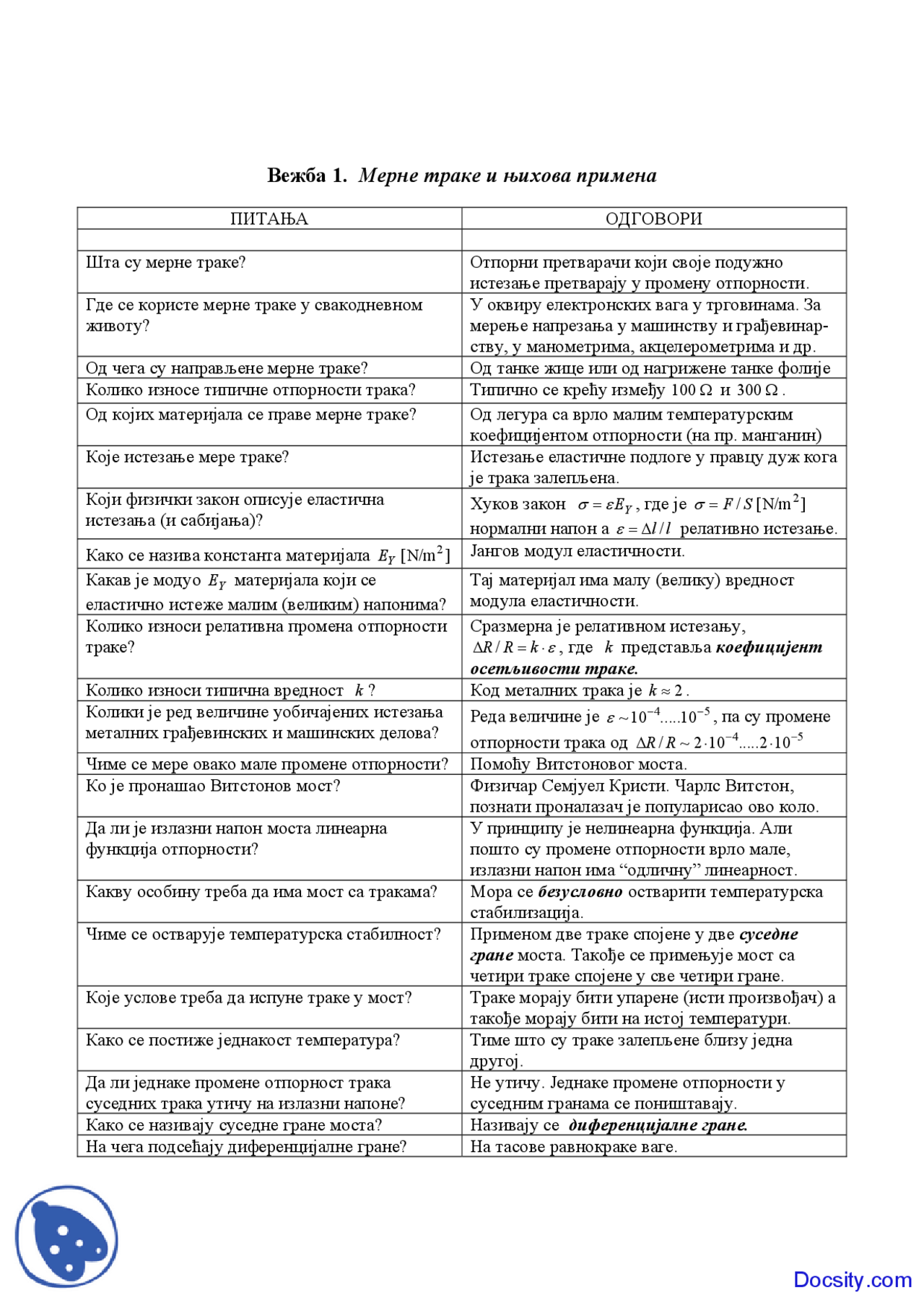 LABpitanja-Fizicko-tehnicka merenja-Elektrotehnicki fakultet-Vezbe | Vežbe' predlog Fizička i ...