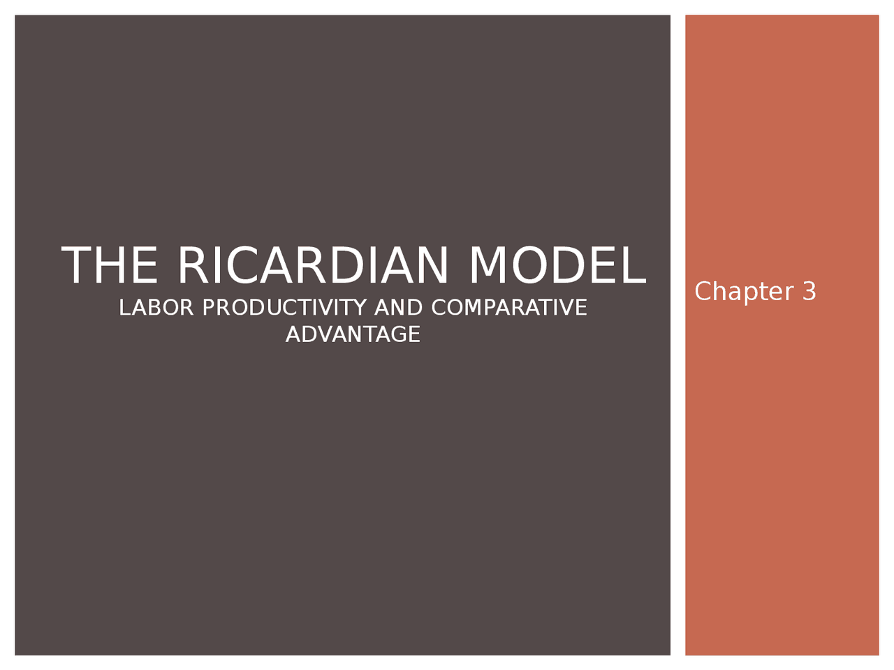The Ricardian Model: Labor Productivity and Comparative Advantage ...