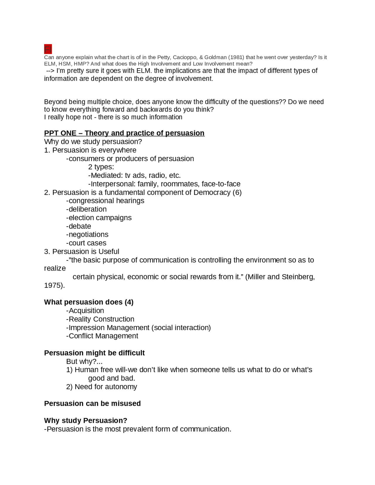 PPT one - Theory and Practice of Persuasion - Notes | SPCM 4520 | Study ...