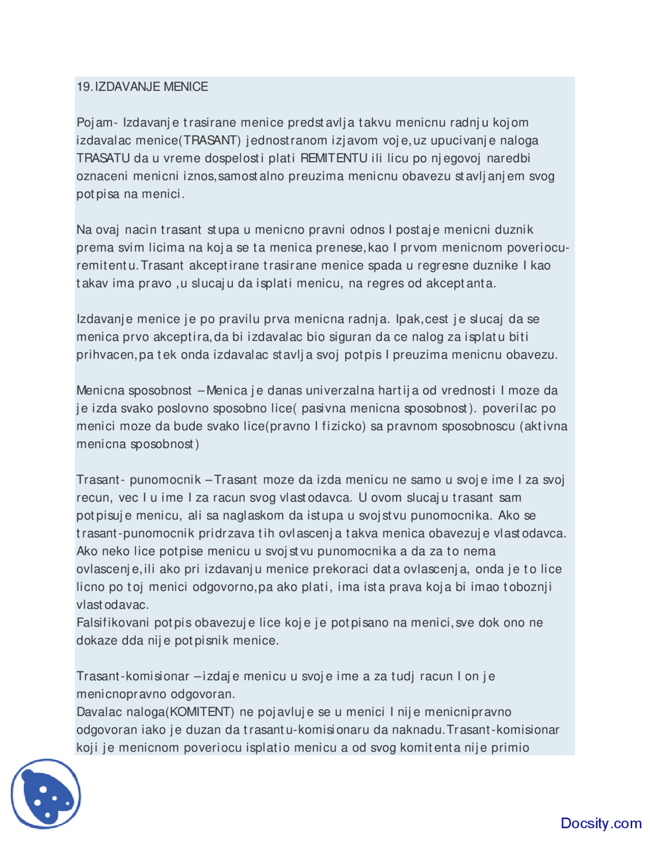 Menica, cek-Trgovinsko pravo-Skripta-Pravni fakultet | Rezime' predlog ...