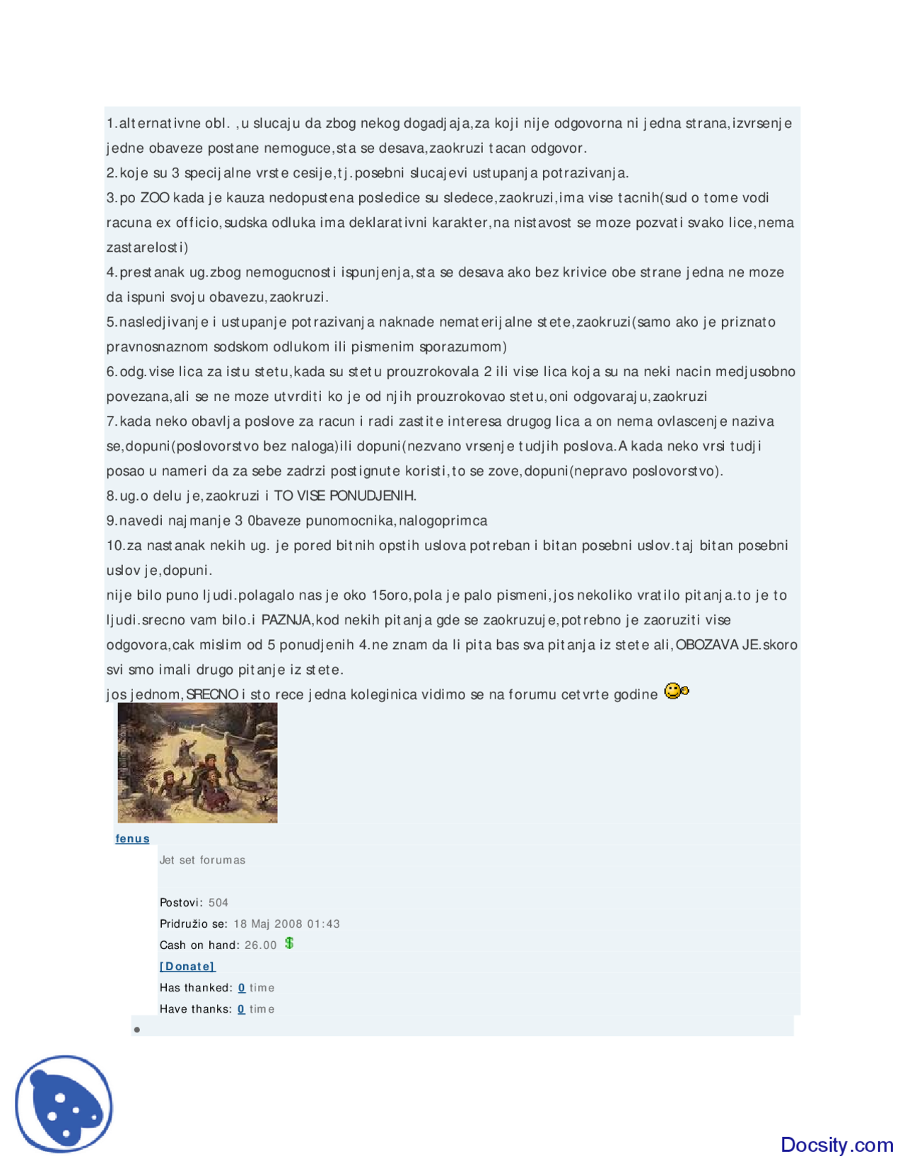 Obligaciono pravo-Ispit-Pravni fakultet Djurdjevic | Ispiti' predlog Obligaciono pravo - Docsity