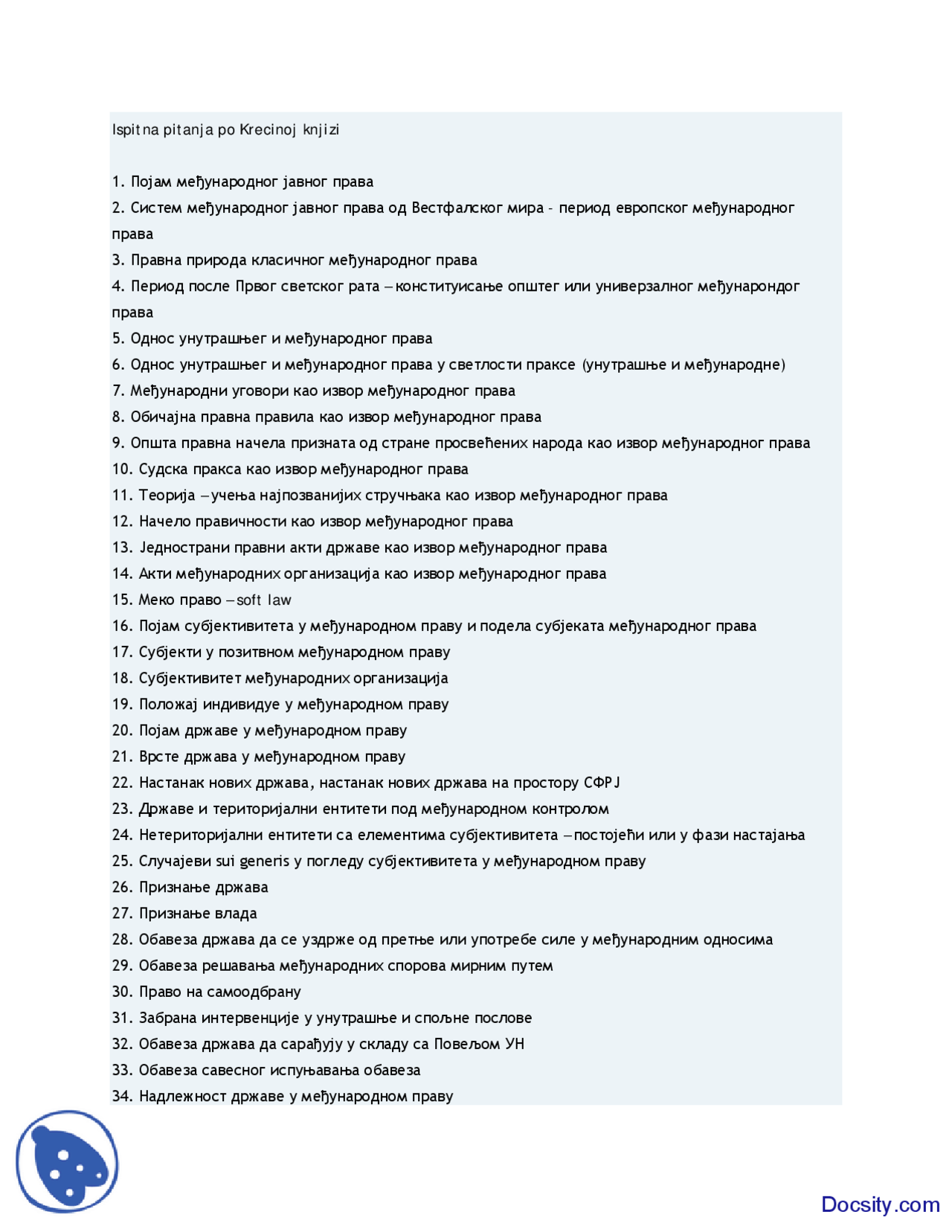 Medjunarodno Javno Pravo Ispit Pravni Fakultet Hjhjh Ispiti Predlog