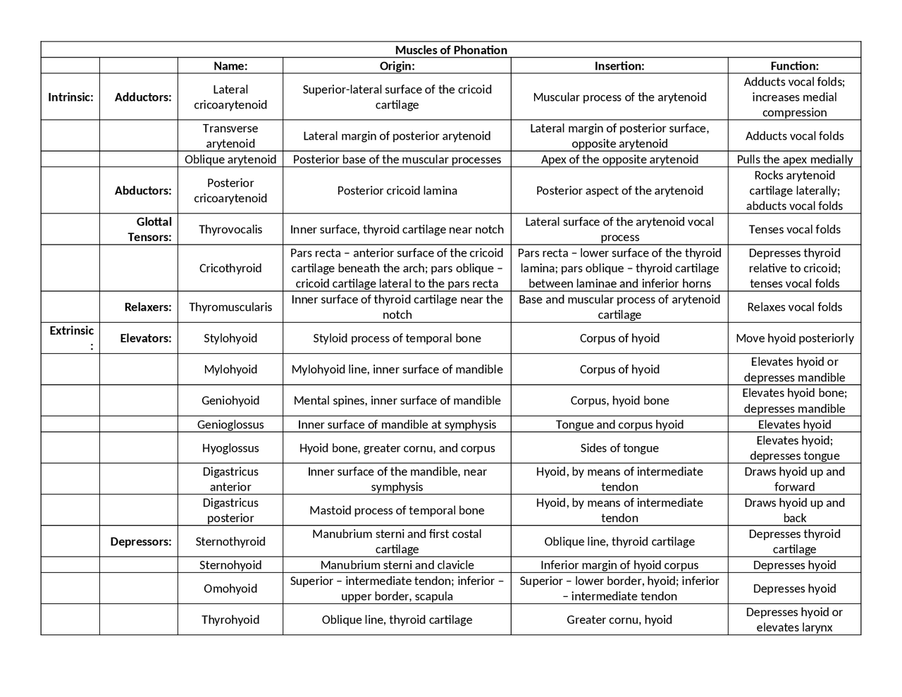 Muscles of Phonation - Anatomy and Physiology of Speech and Hearing ...