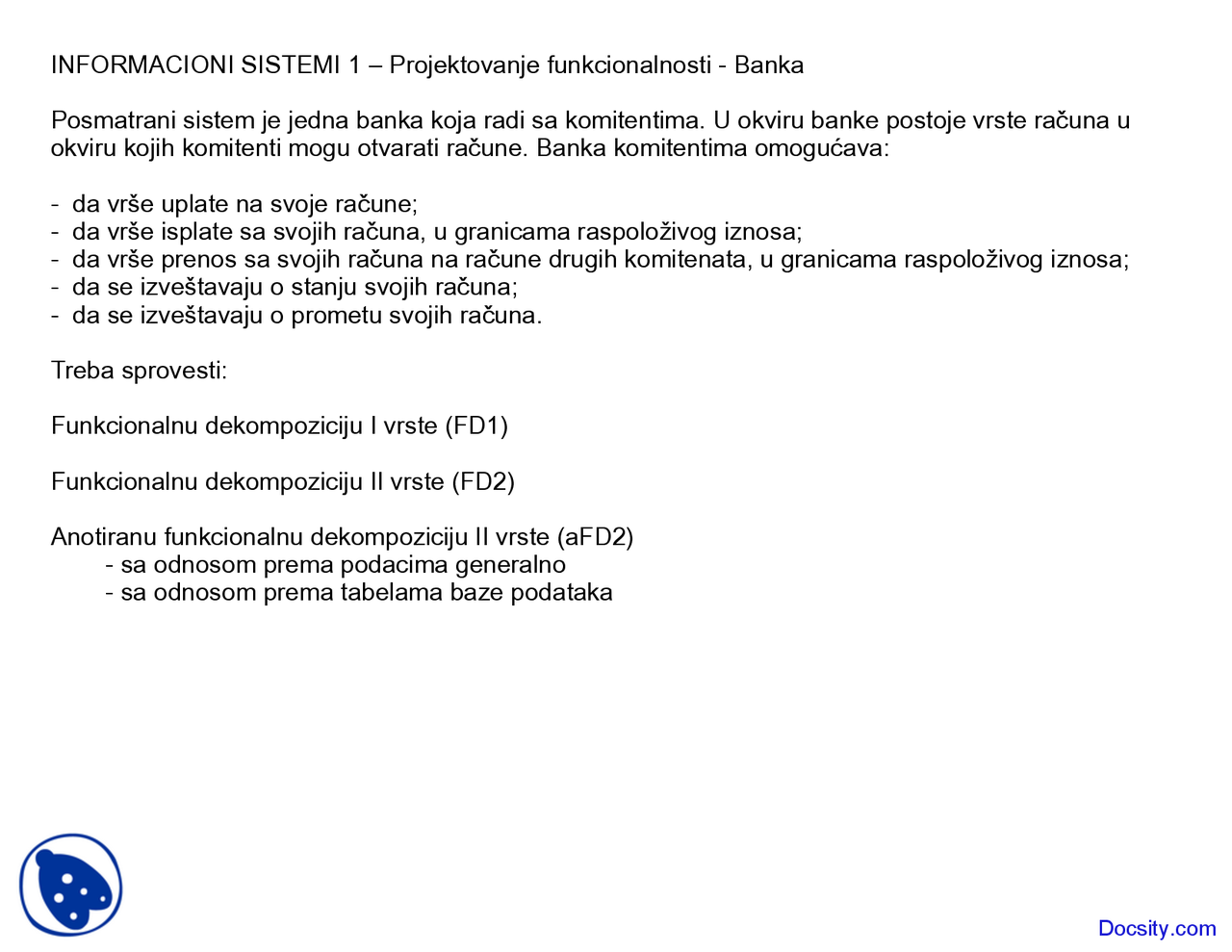 Projektovanje fukcionalnosti-Banka-Informacioni sistemi 1-Elektrotehnicki fakultet-Skripta ...