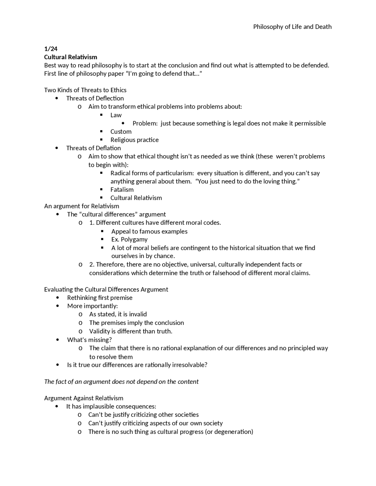 Cultural Relativism in Issues of Life and Death - Study Guide | PHIL ...