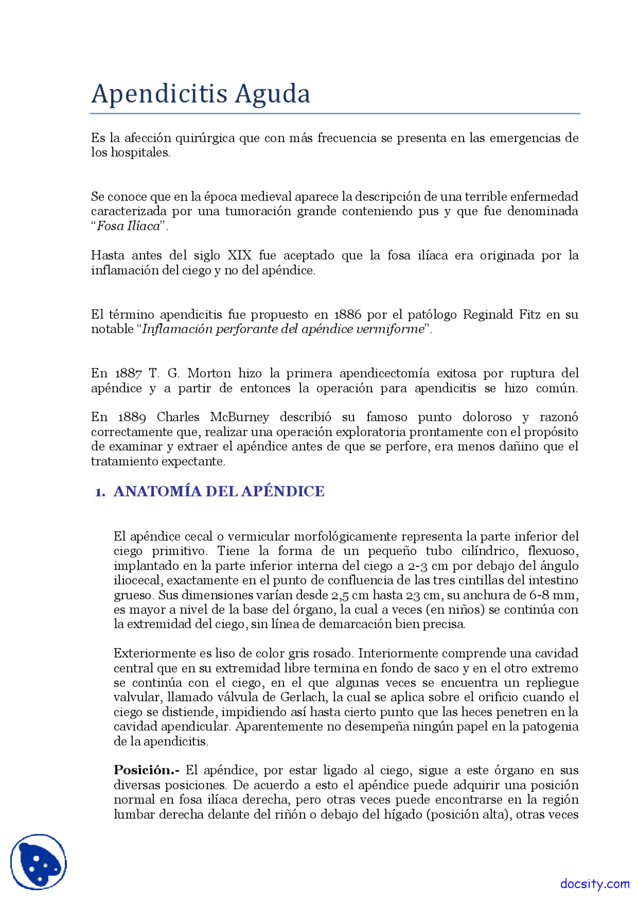 Apendicitis Aguda Apuntes Cirugía Docsity
