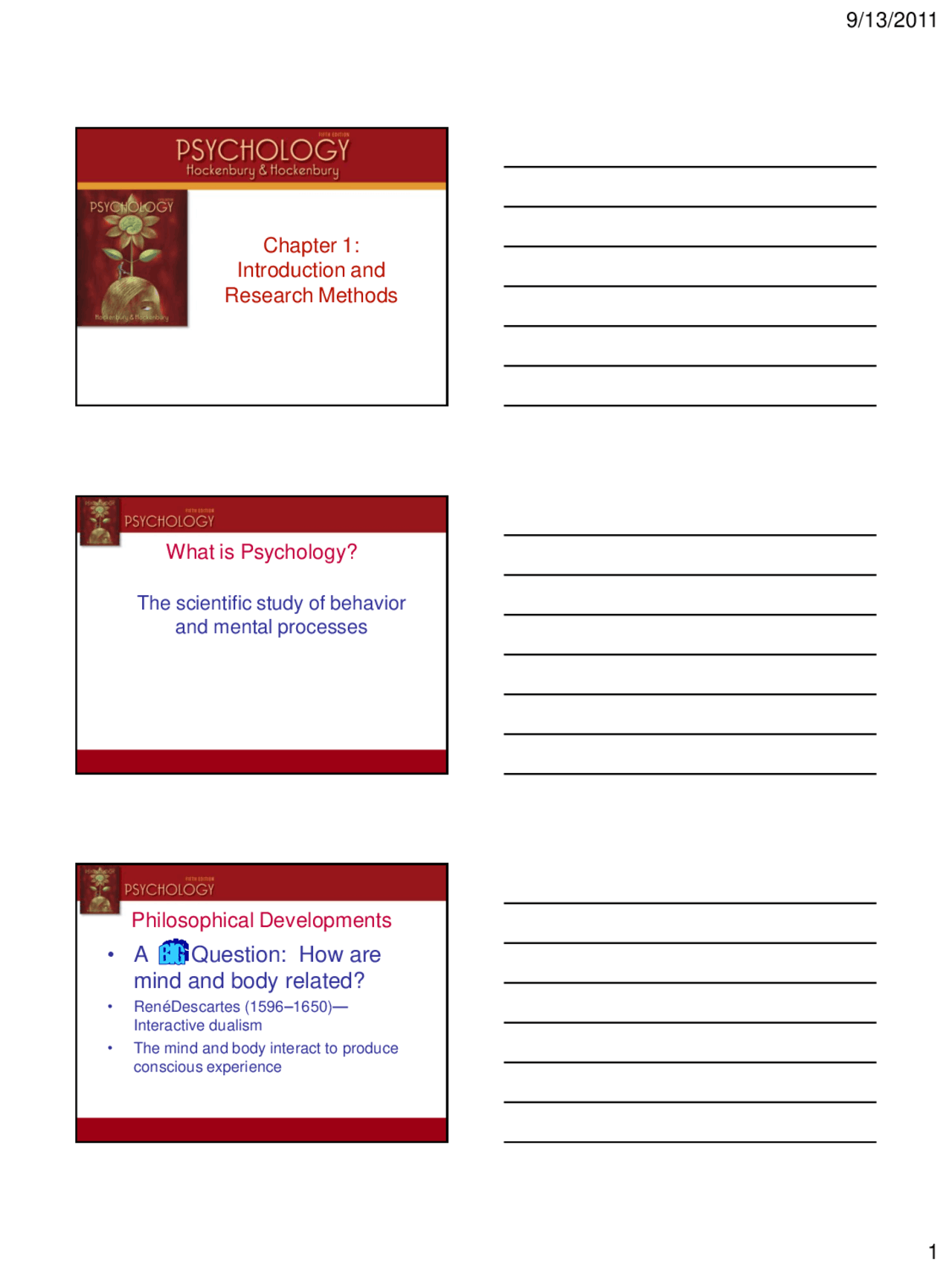 What Is Psychology Lecture Slides Phys 614 Docsity