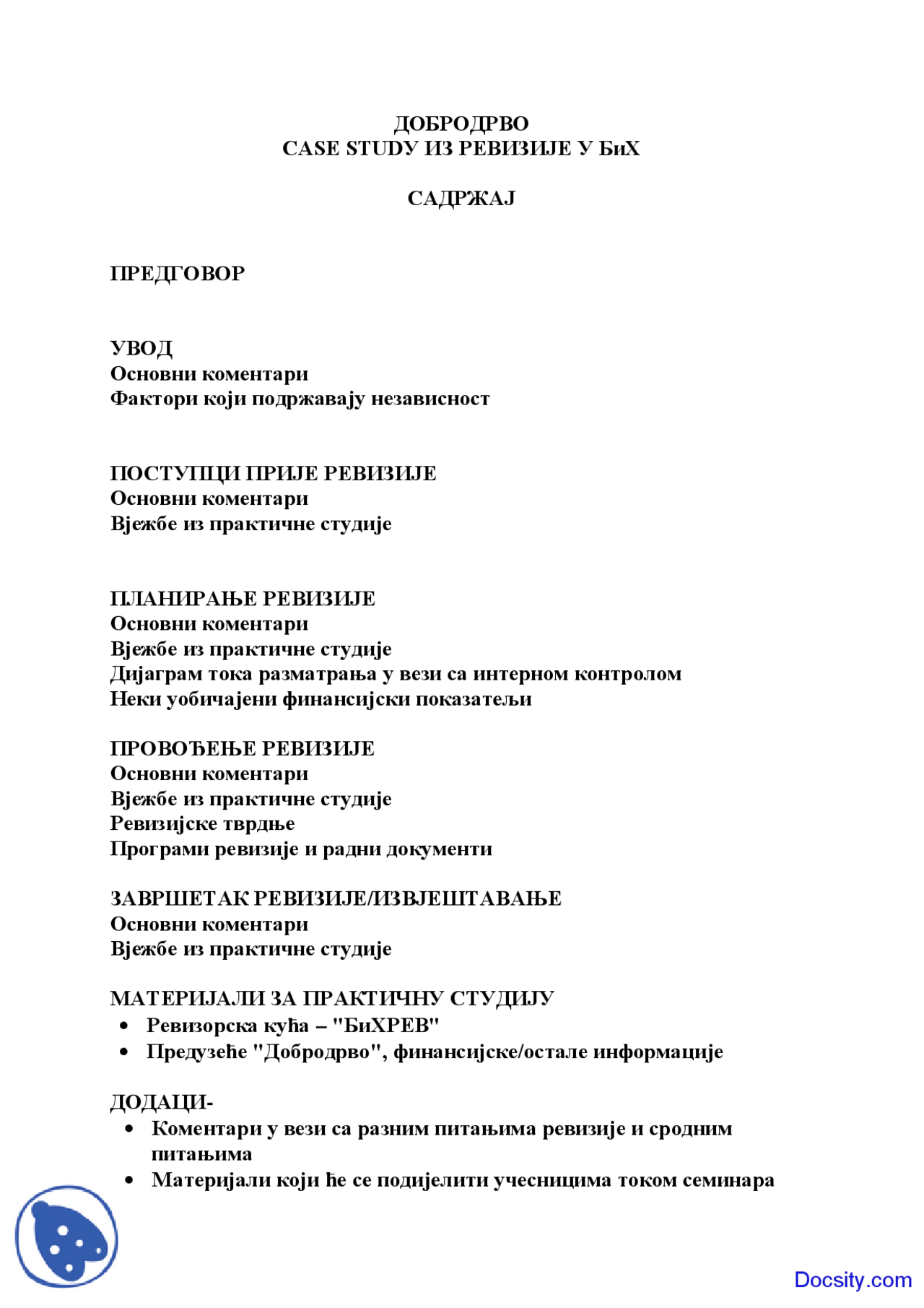 Sadrzaj Revizija Skripta Ekonomija Rezime Predlog Revizija Docsity