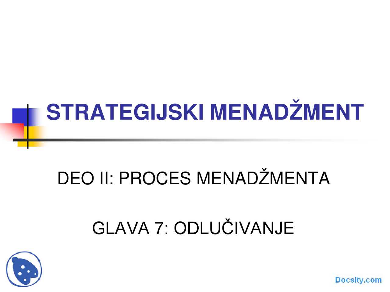 Odlucivanje Slajdovi Strategijski Menadzment Ekonomski Fakultet