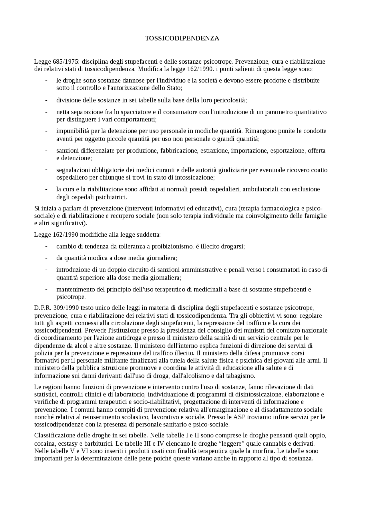 Tossicodipendenza Le Droghe Docsity