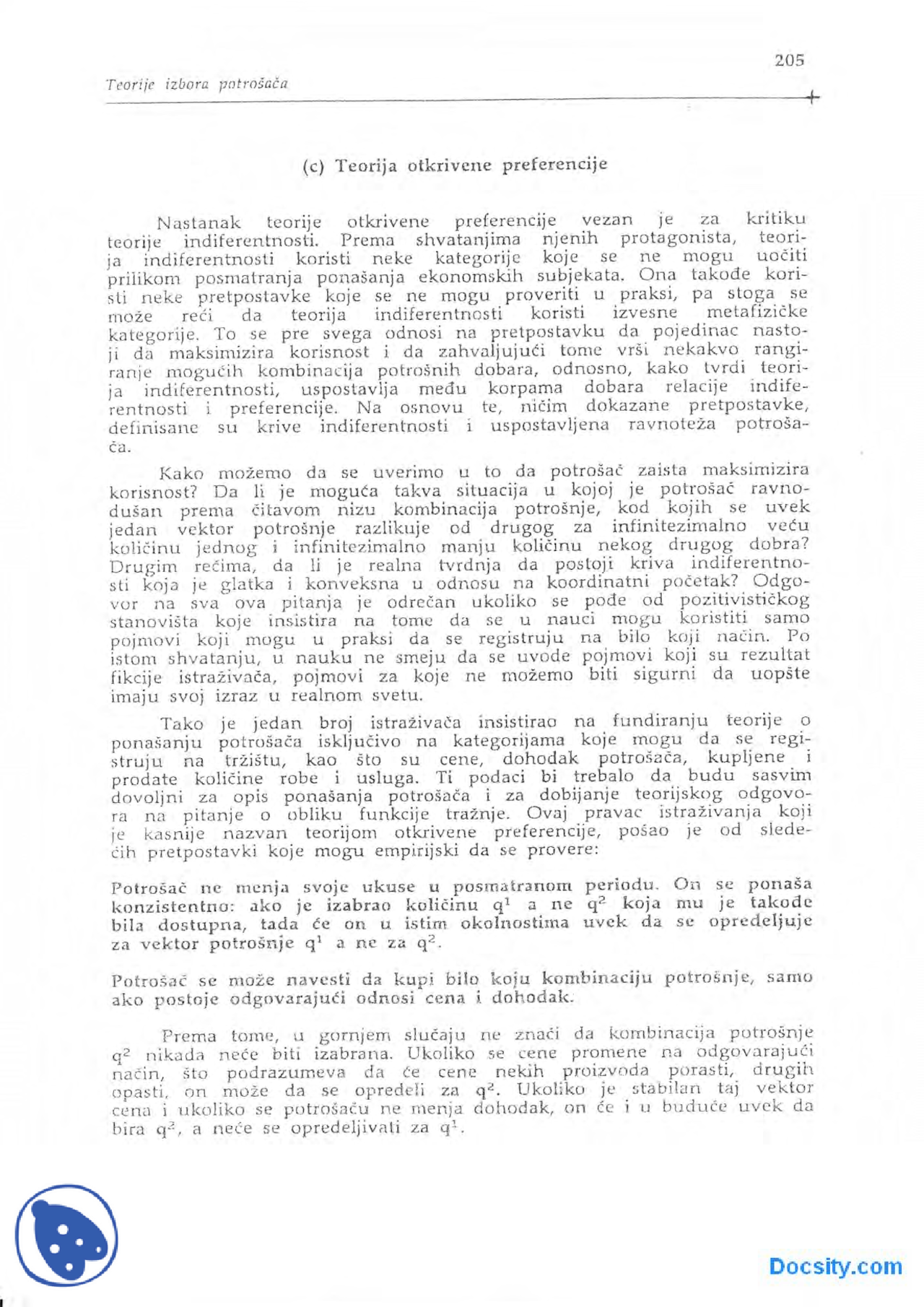 Teorija otkrivene Preferencije-Skripta-Teorija cena-Ekonomski fakultet | Rezime' predlog ...