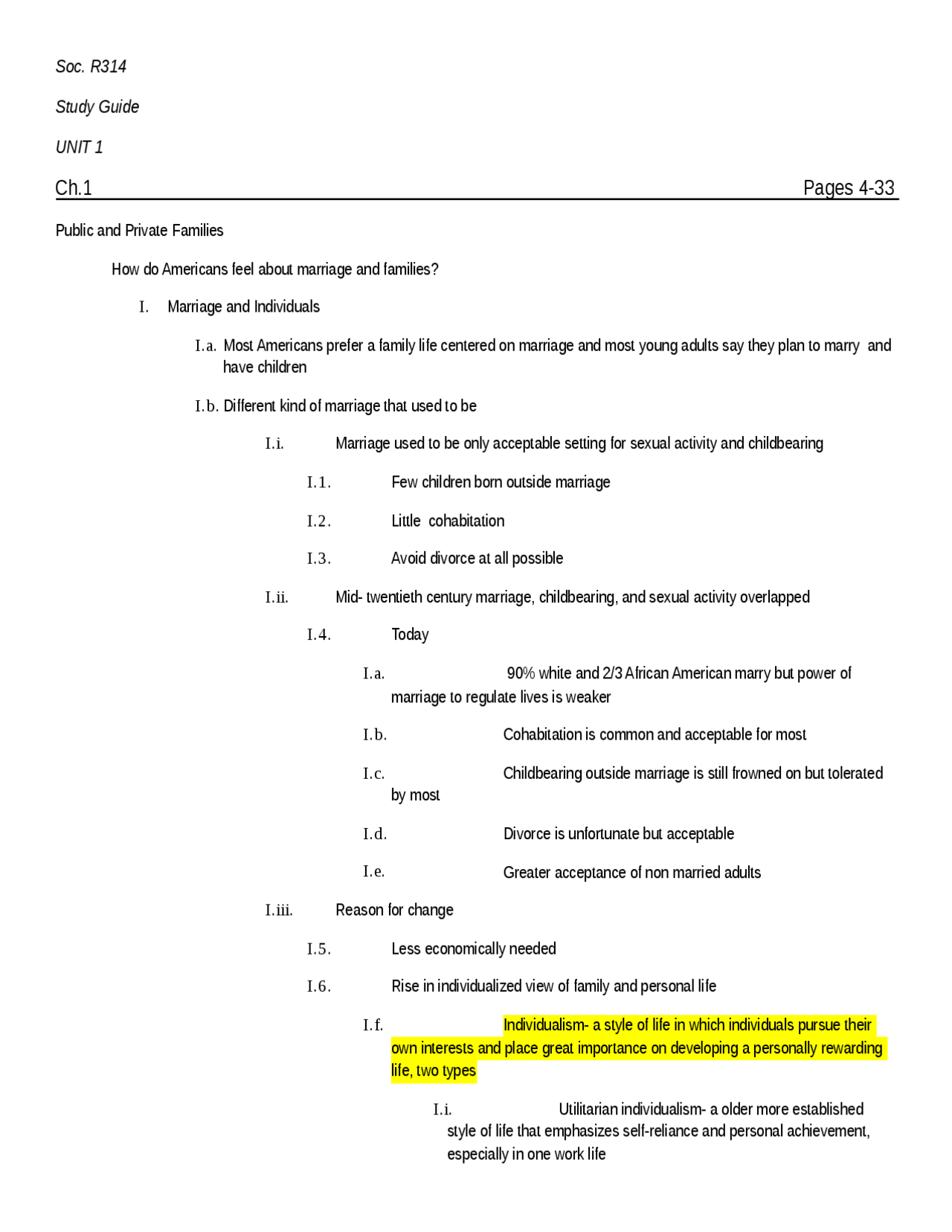 Soc R314 Unit 1 study guide - Docsity