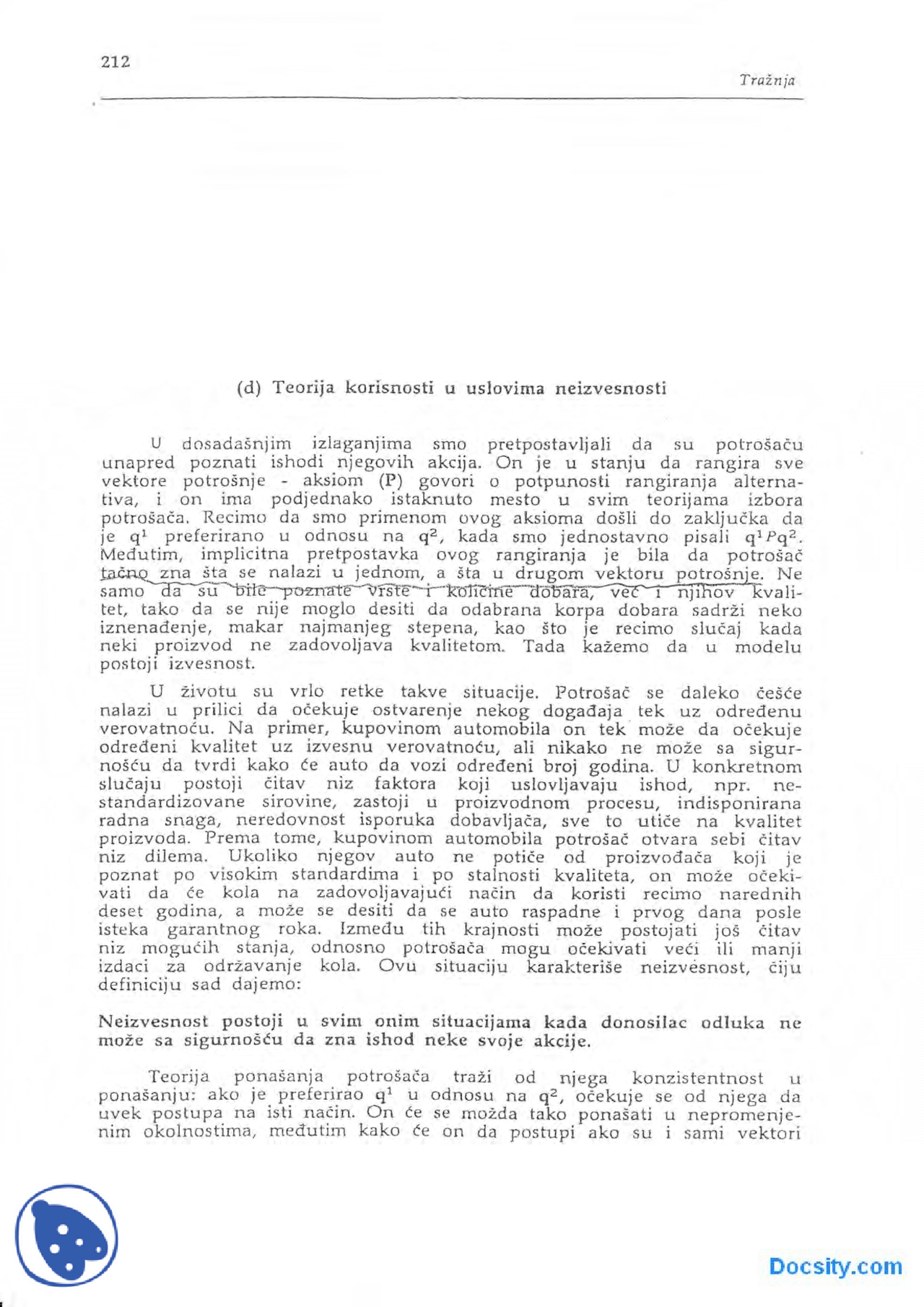 Teorija korisnosti u uslovirna neizvesnosti-Skripta-Teorija cena-Ekonomski fakultet | Rezime ...