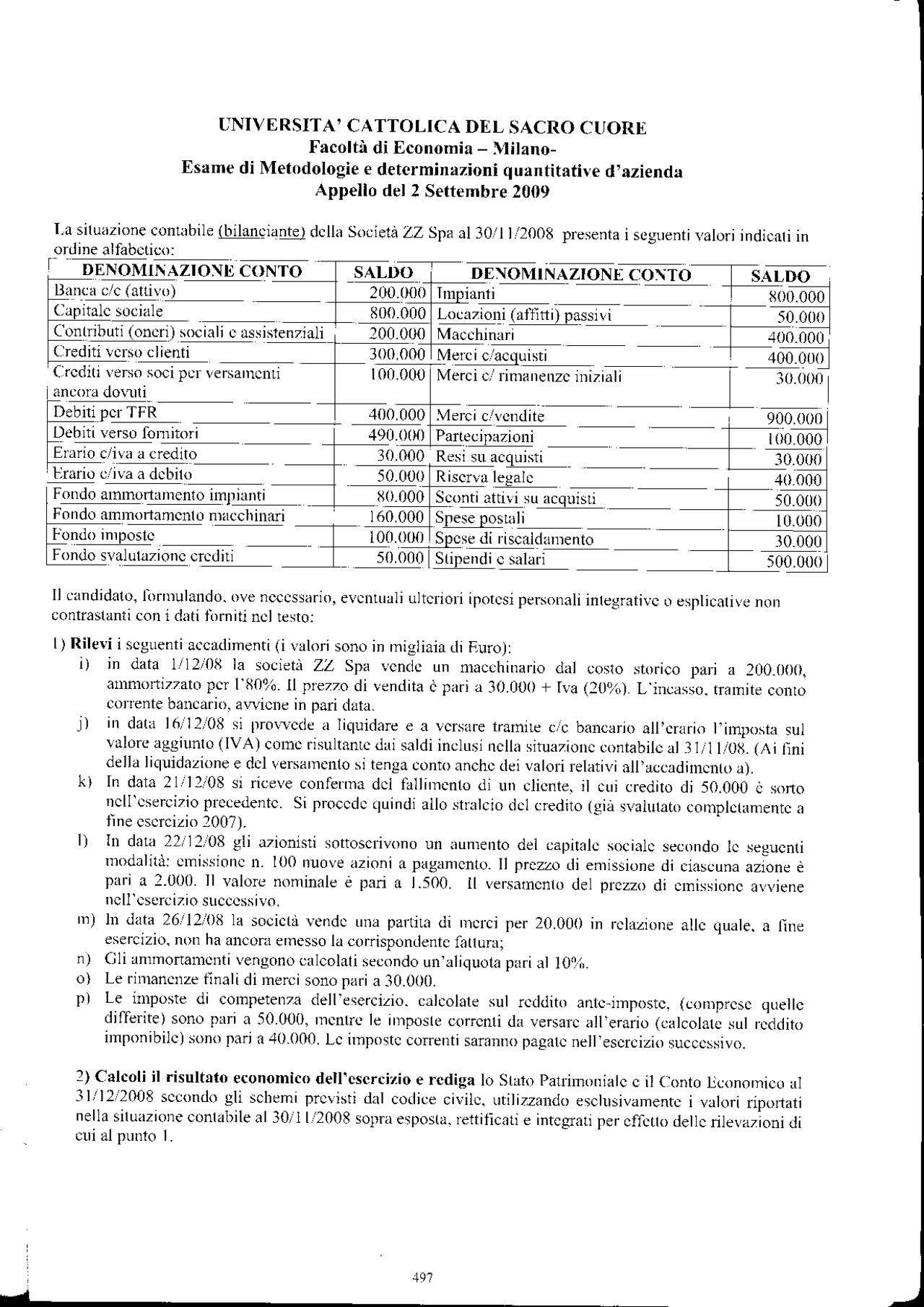 Esame Metodologie Docsity