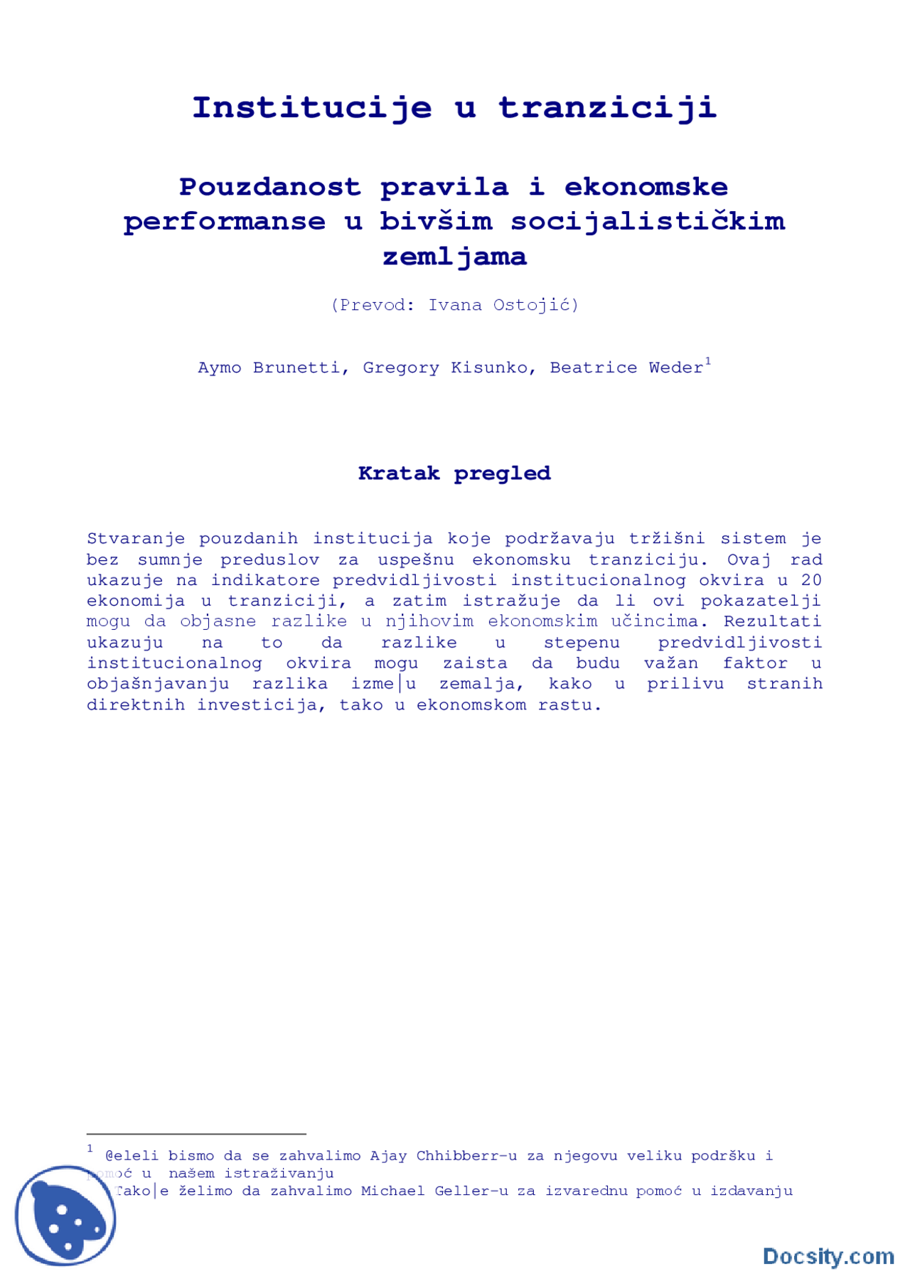 Institucije tranzicija-Skripta-Trziste i trzisne institucije-Ekonomski fakultet | Rezime ...