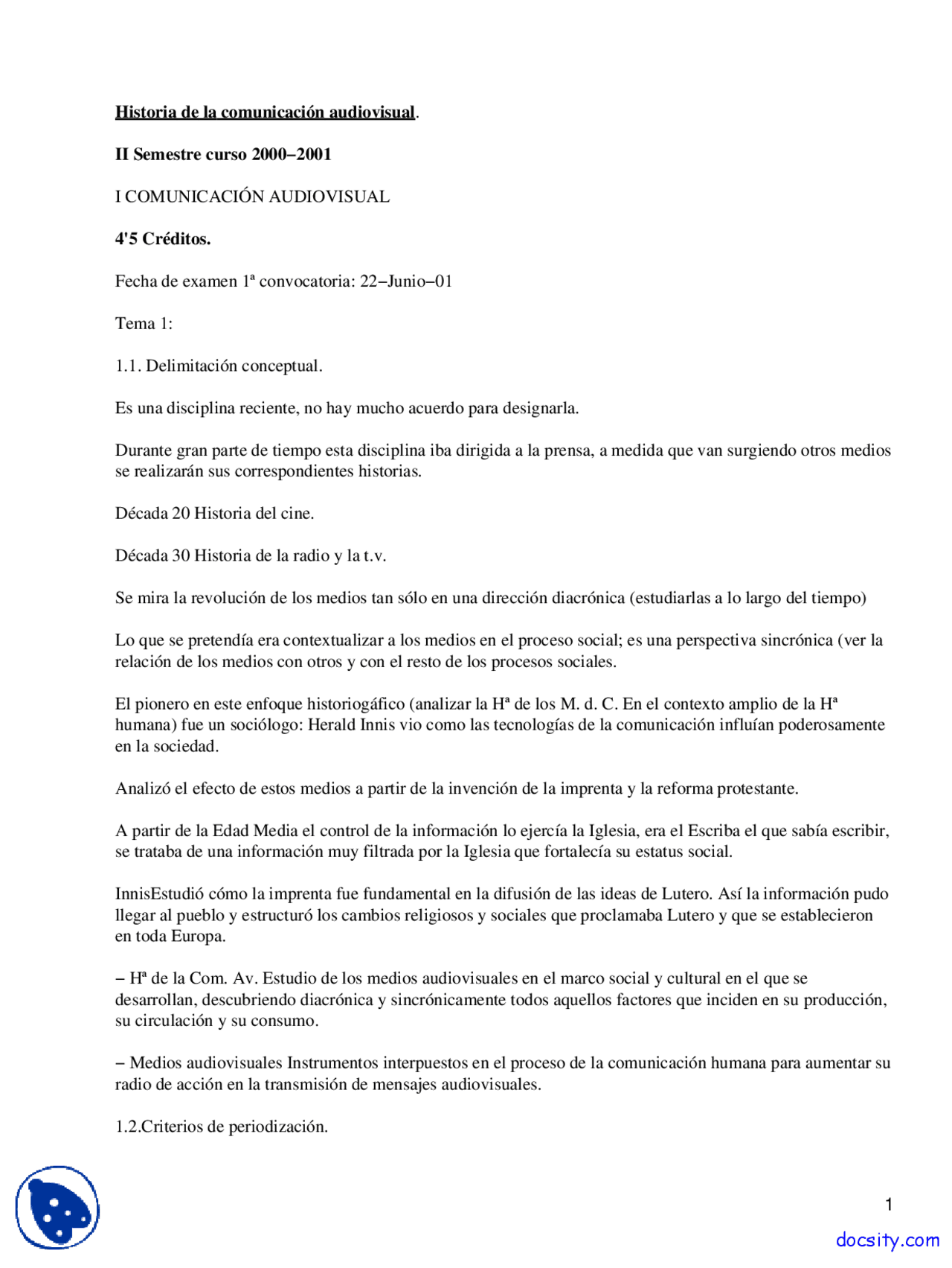 Comunicación Audiovisual Histora Apuntes Comunicación Audiovisual