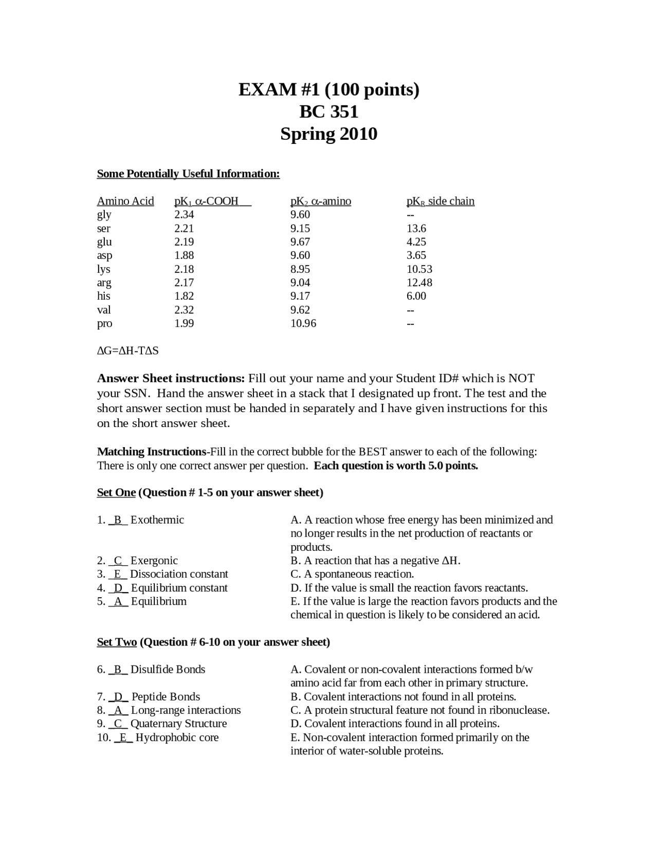 Questions With Answers Principles Of Biochemistry Examination 1