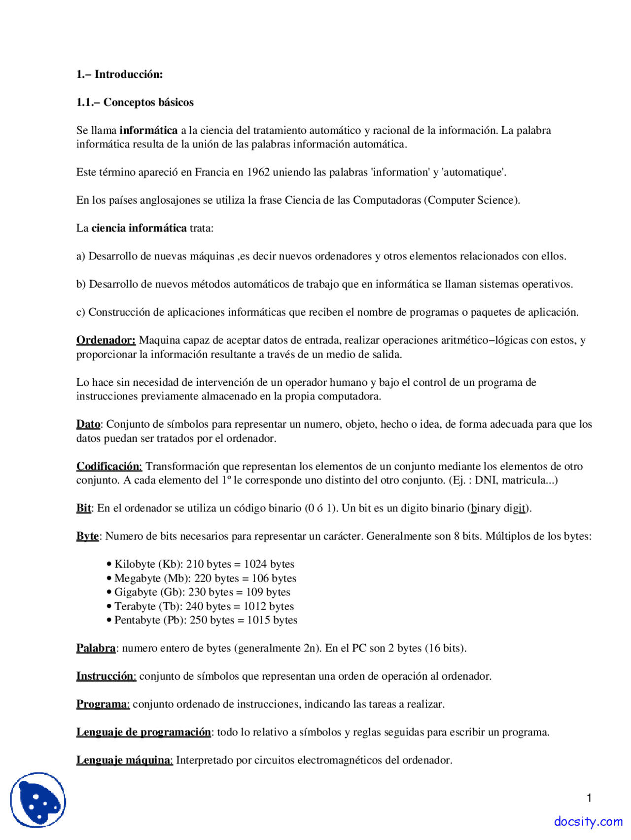 Informática Conceptos Básicos Apuntes Tecnología De La