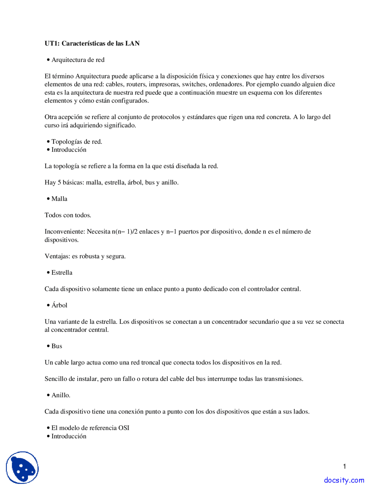 Características De Las Lan Apuntes Redes De Área Local Docsity
