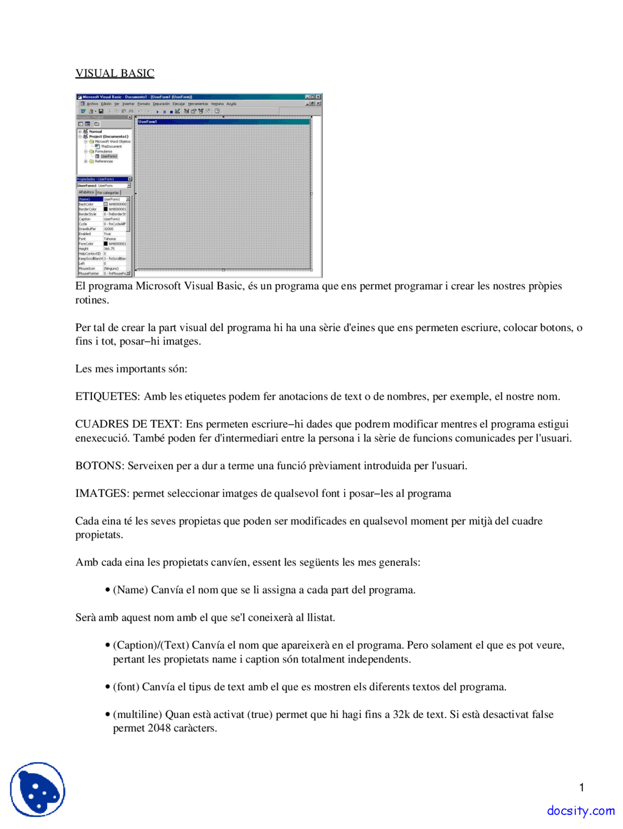 Visual Basic Apuntes Tecnología De La Información Docsity