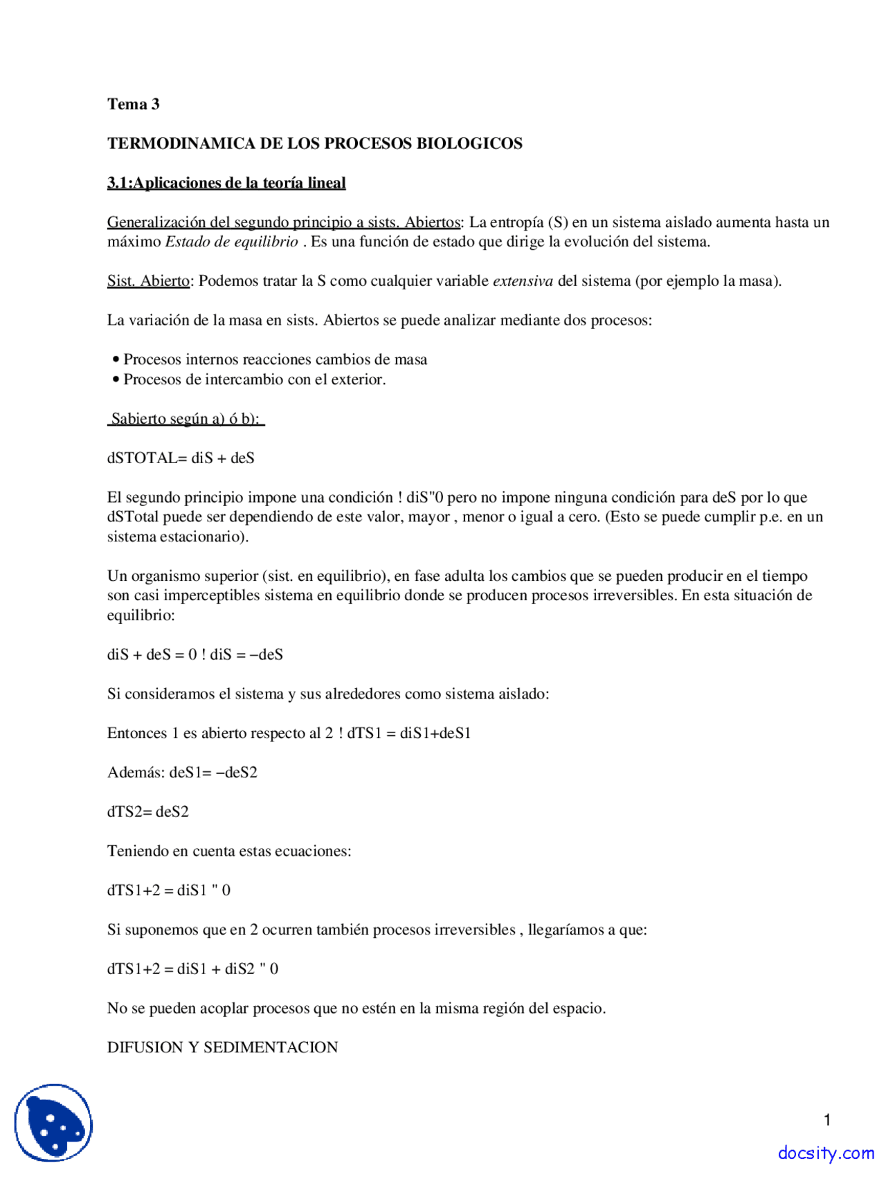 Termodinamica De Los Procesos Biologicos Apuntes Física Parte 1