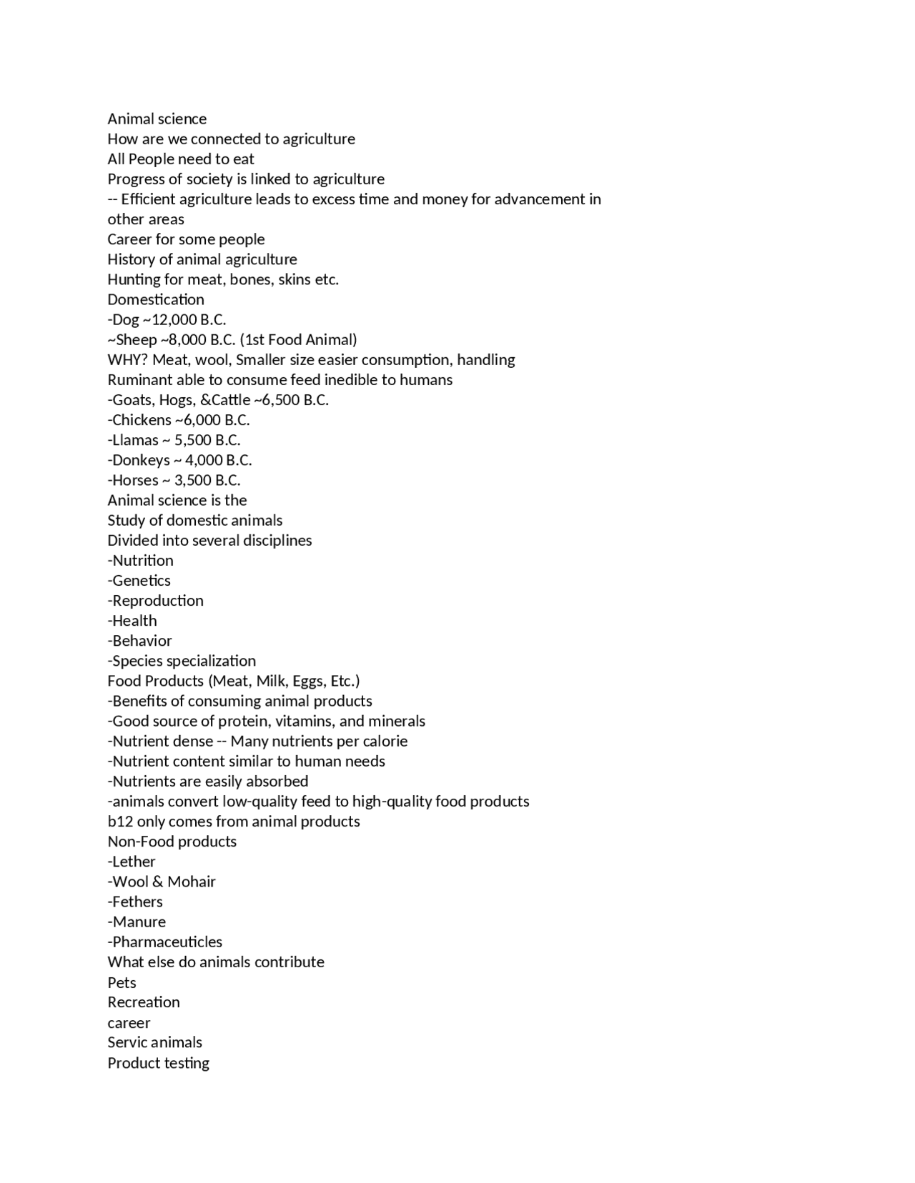 Animal Science Test 1 Notes - Principles of Animal Science | AGSC 1100 ...