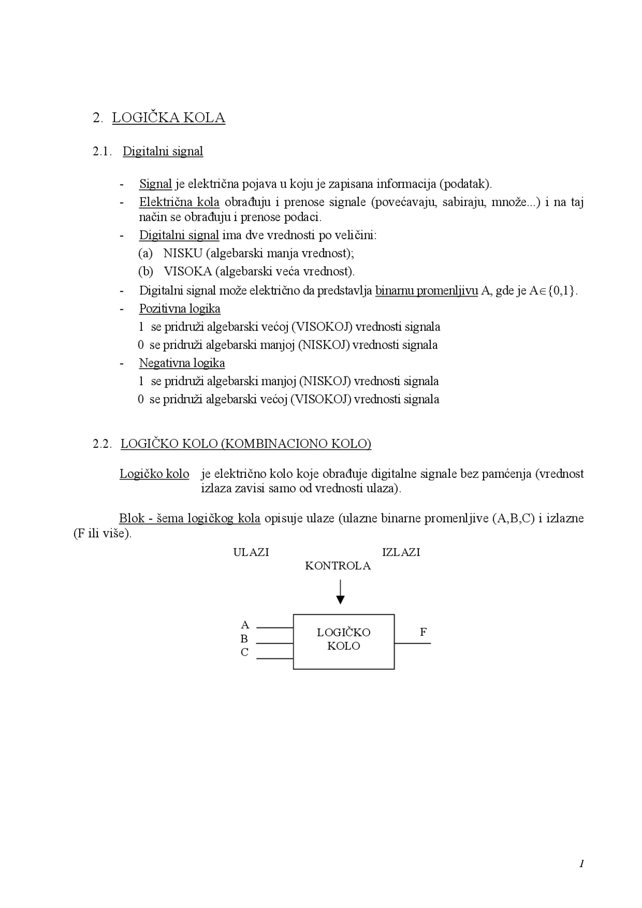Logicka Kola-Osnovi digitalne elektronike-Elektrotehnicki fakultet ...