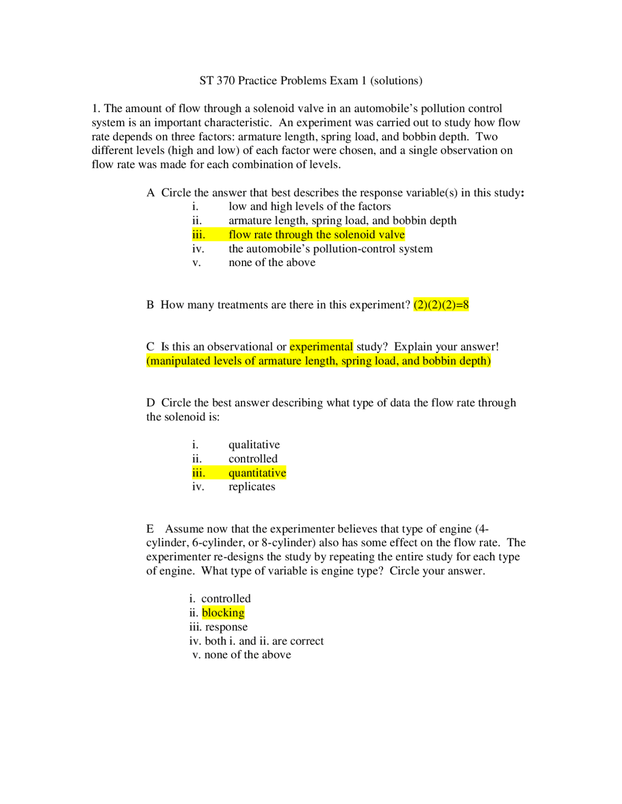 Practice Problems Exam 1 - Probability and Statistics for Engineers ...