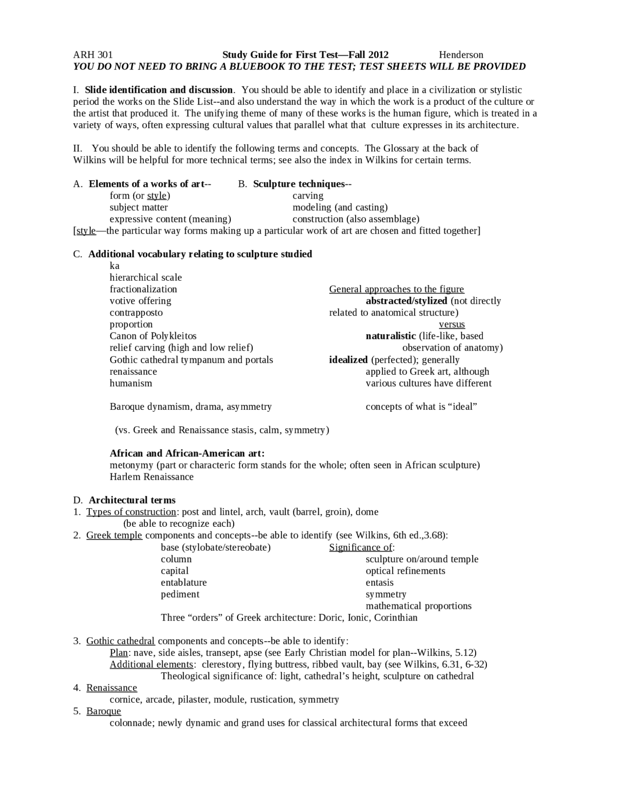 Sculpture Technique, Architectural Terms, Introduction To Visual Arts ...