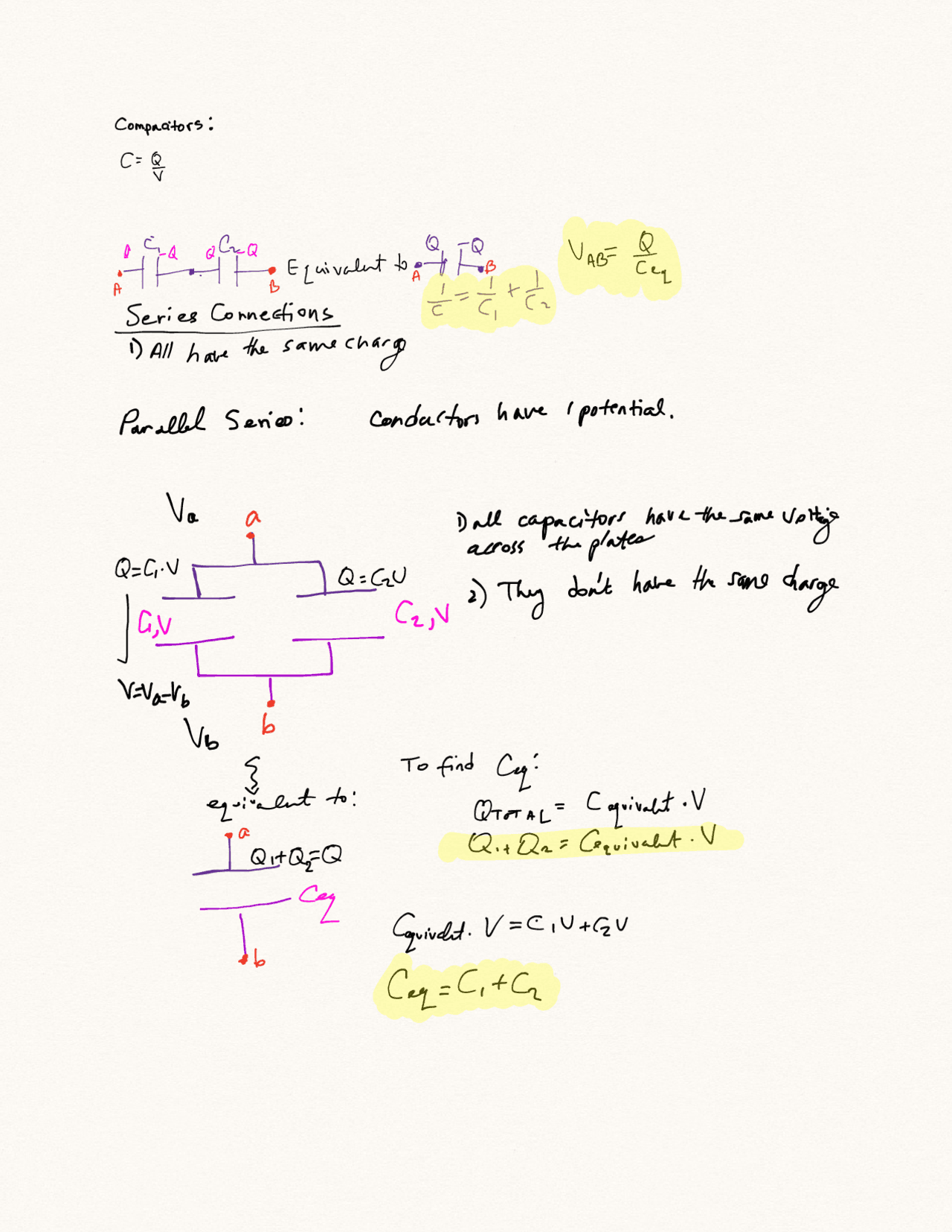 Capacitors Class Notes In Electricity And Magnetism Phys 142 Docsity