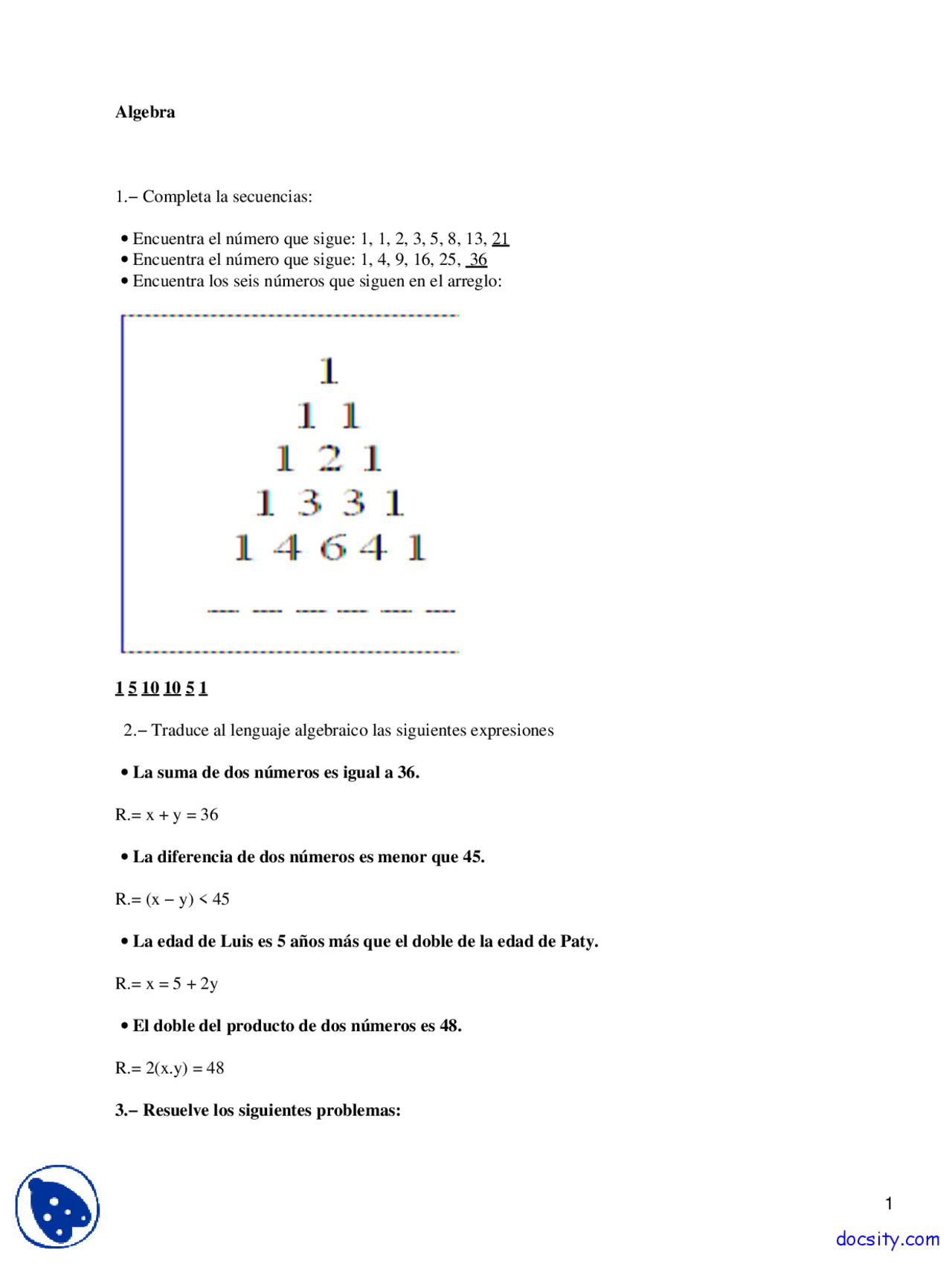 Algebra Apuntes Matematicas Docsity