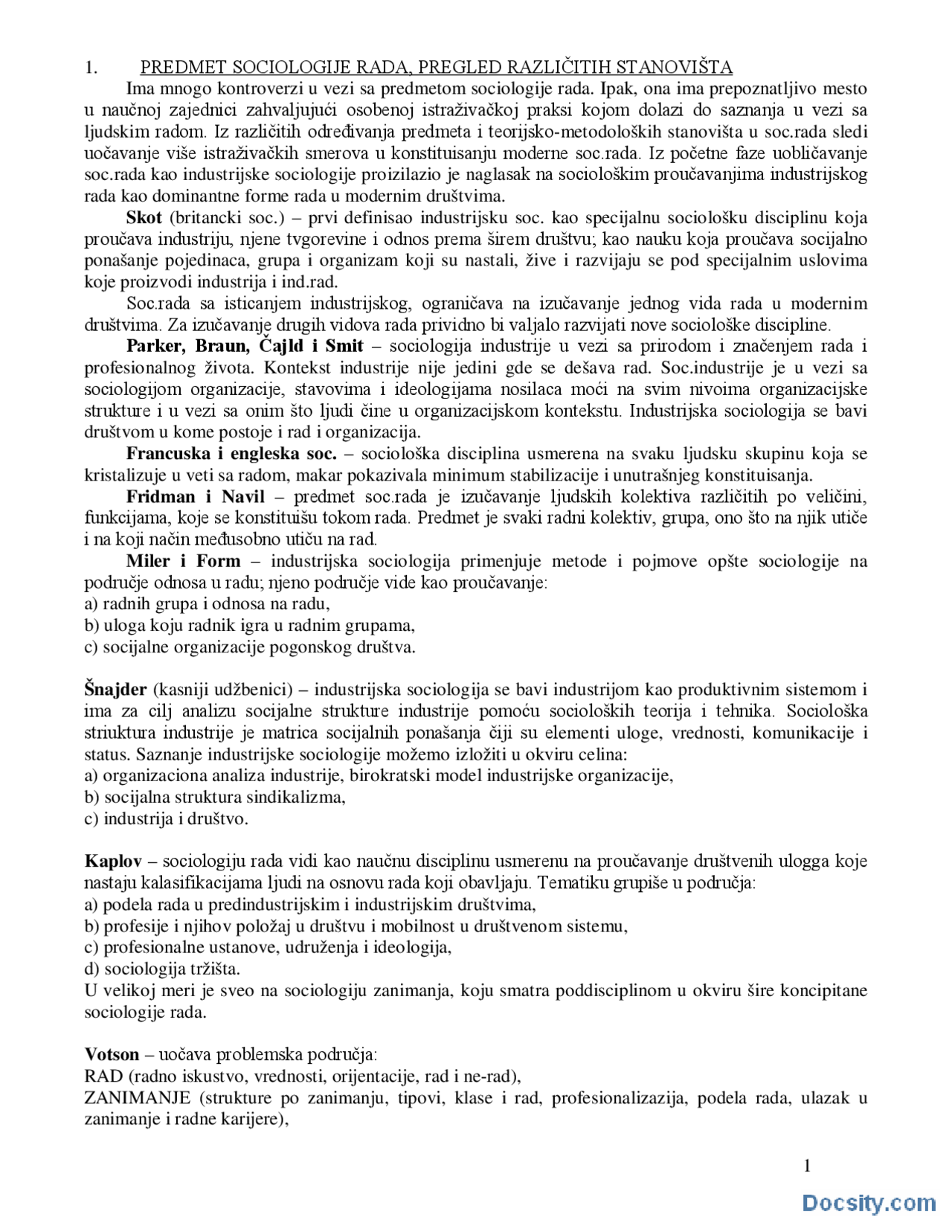 Skracen rad-Beleska-Osnovi sociologije rada-Sociologija | Maturalni radovi' predlog Sociologija ...