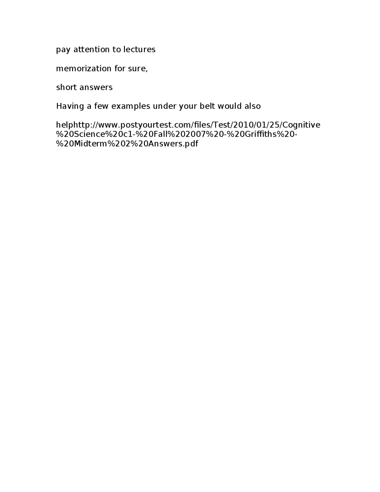 Short Answers To Midterm Introduction To Cognitive Science Cog Sci