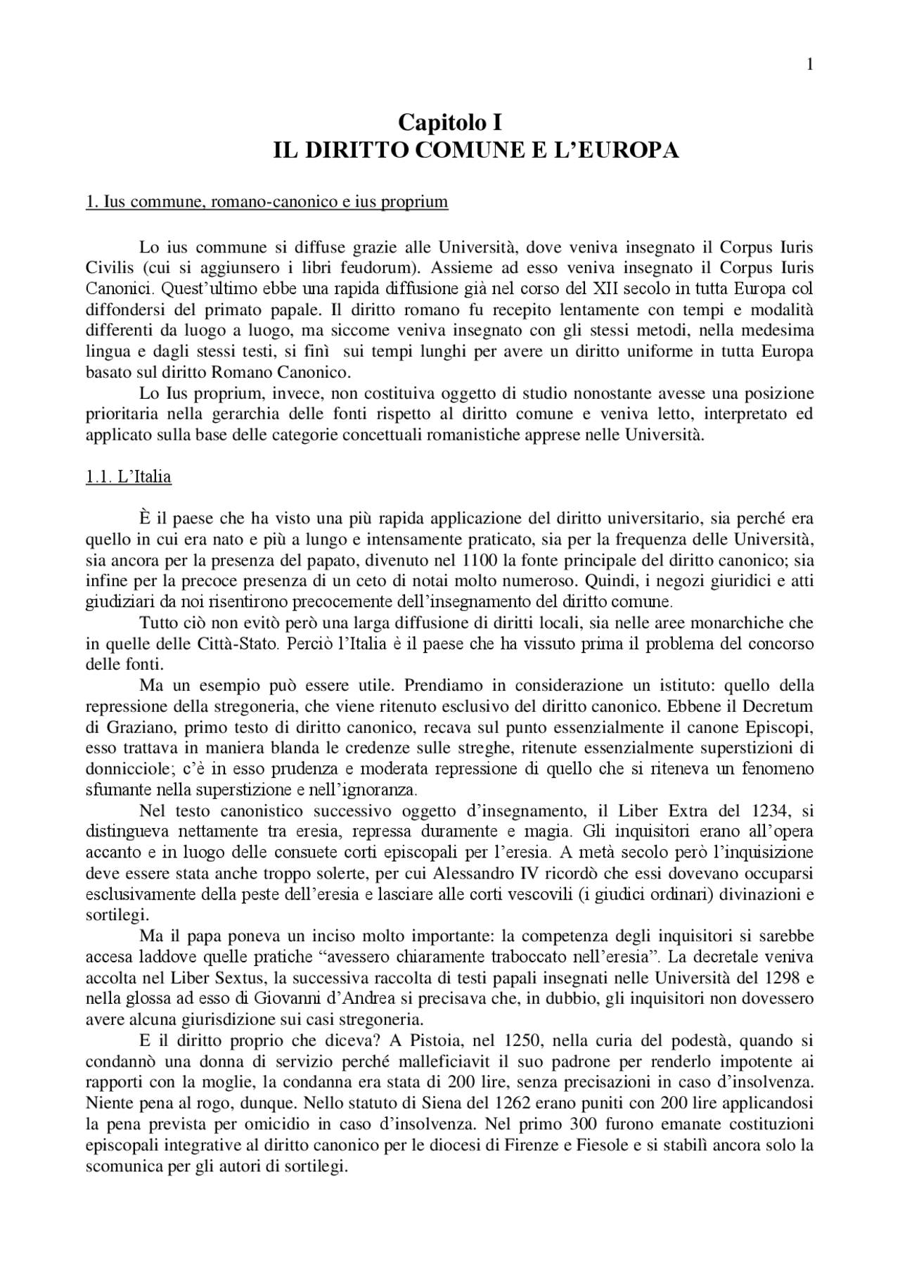 Il diritto comune e l'Europa - Appunti di Storia Del Diritto Moderno E Contemporaneo - Docsity
