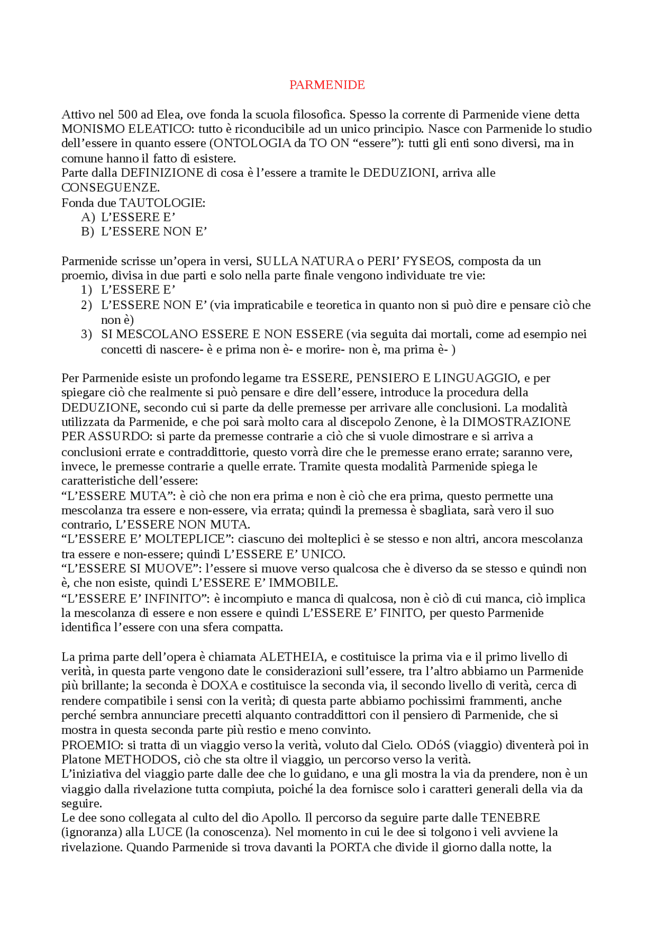 Parmenide Docsity