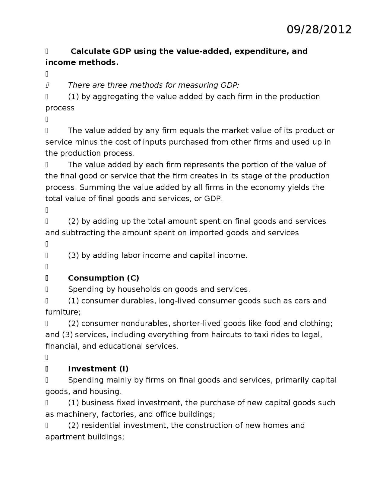 Notes on Measuring GDP - Introduction to Macroeconomics | EC 202 - Docsity