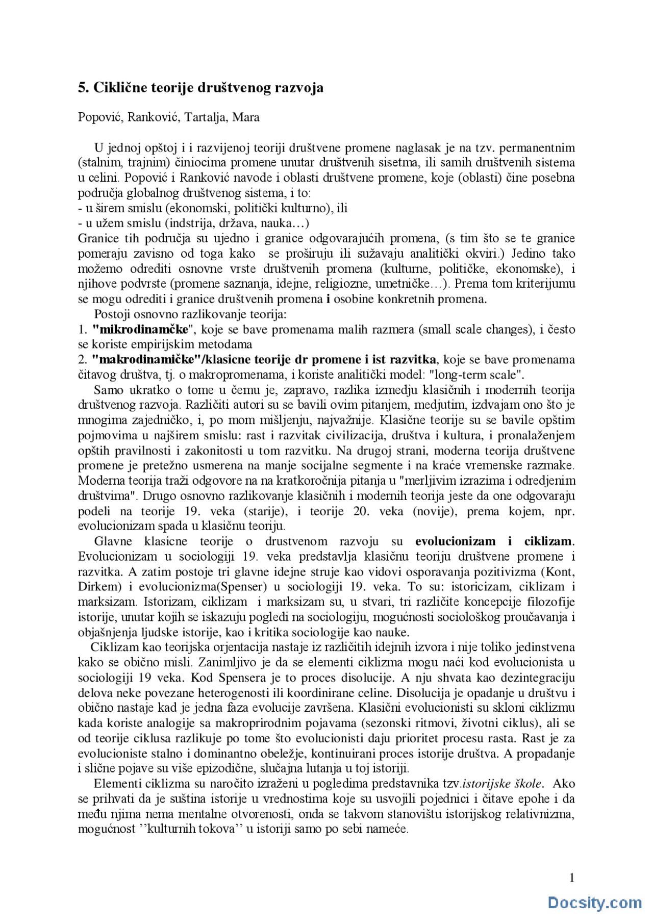 Ciklicne Teorije Drustvenog Razvoja Skripta Teorije O Drustvenim