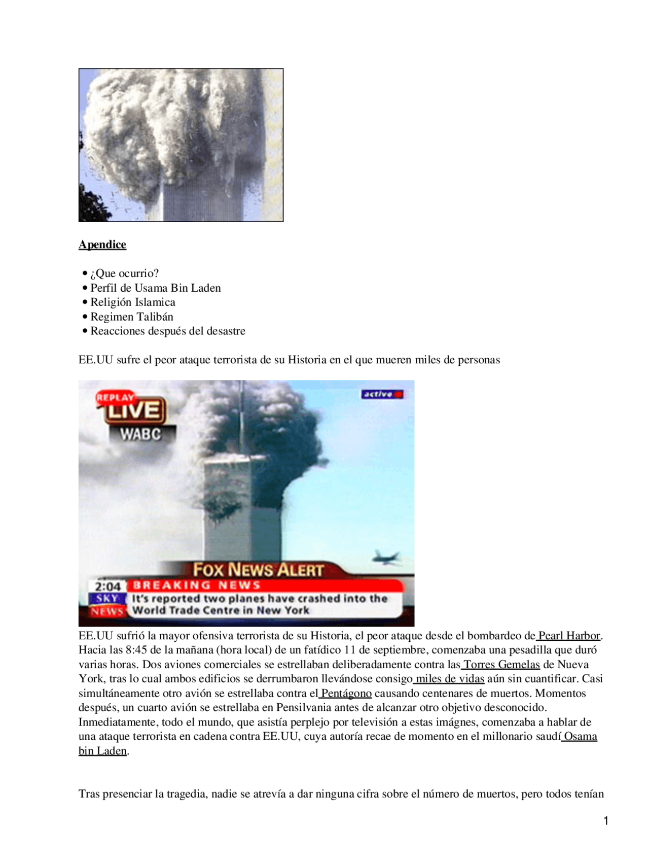 11 Septiembre 2001 - 11 - S - Apuntes - Historia Universal - Docsity