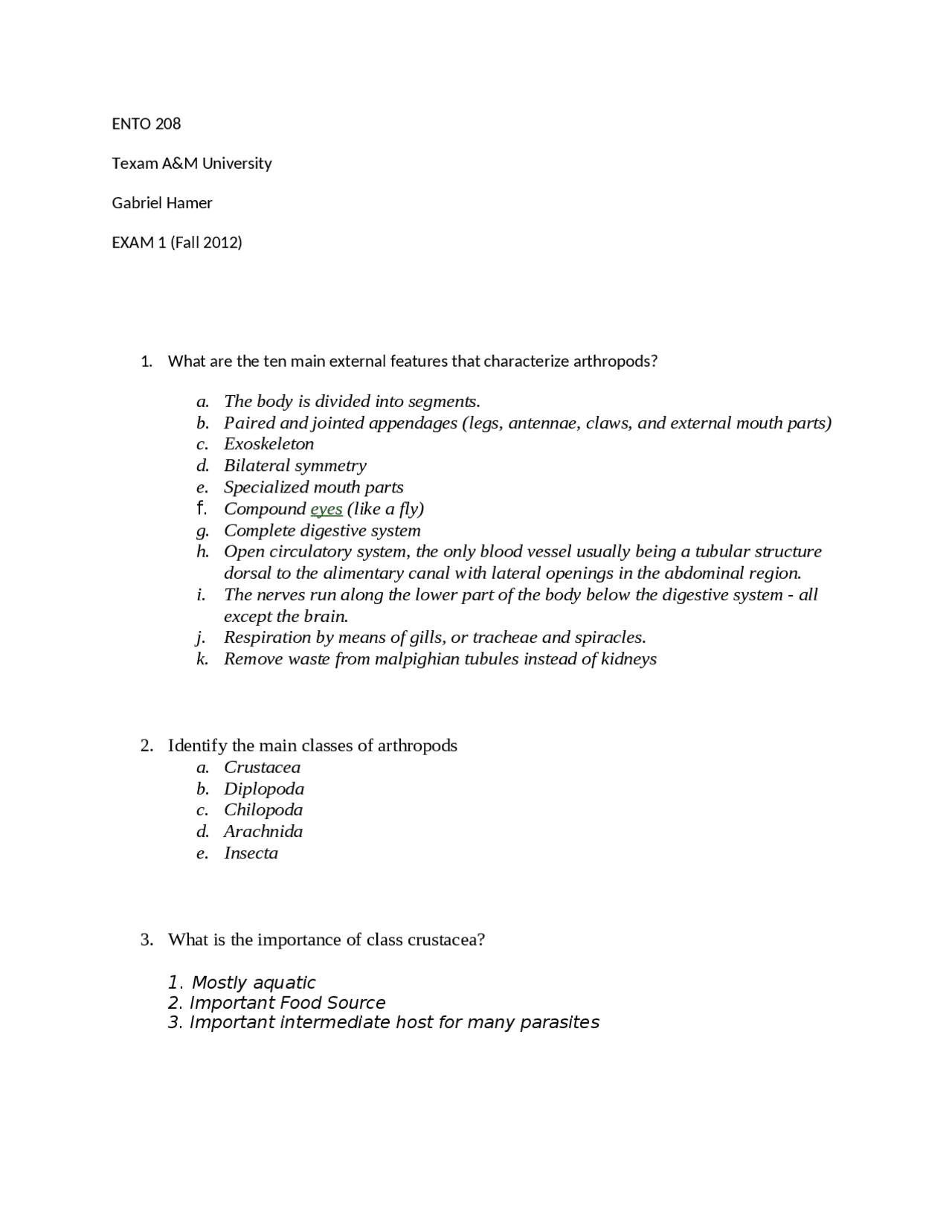 96 Questions on the Veterinary Entomology - Exam 1 | ENTO 208 - Docsity