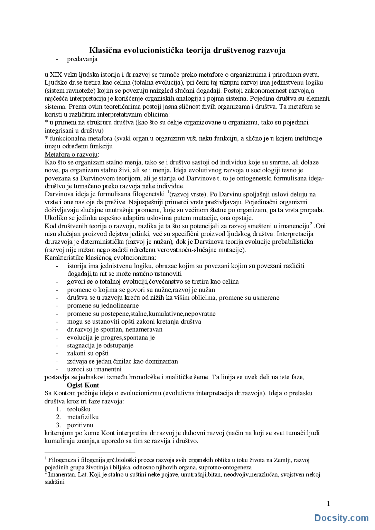 Klasicna evolucionisticka teorija drustvenog razvoja-Skripta-Teorije o drustvenim promenama ...