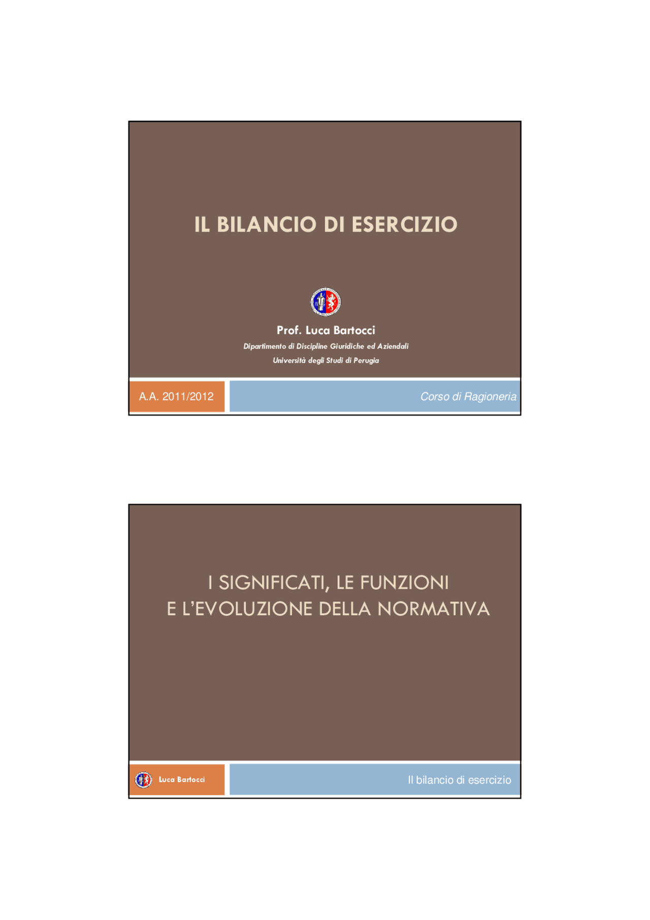 Slide Il Bilancio Di Esercizio 2011 12 Appunti Di Ragioneria