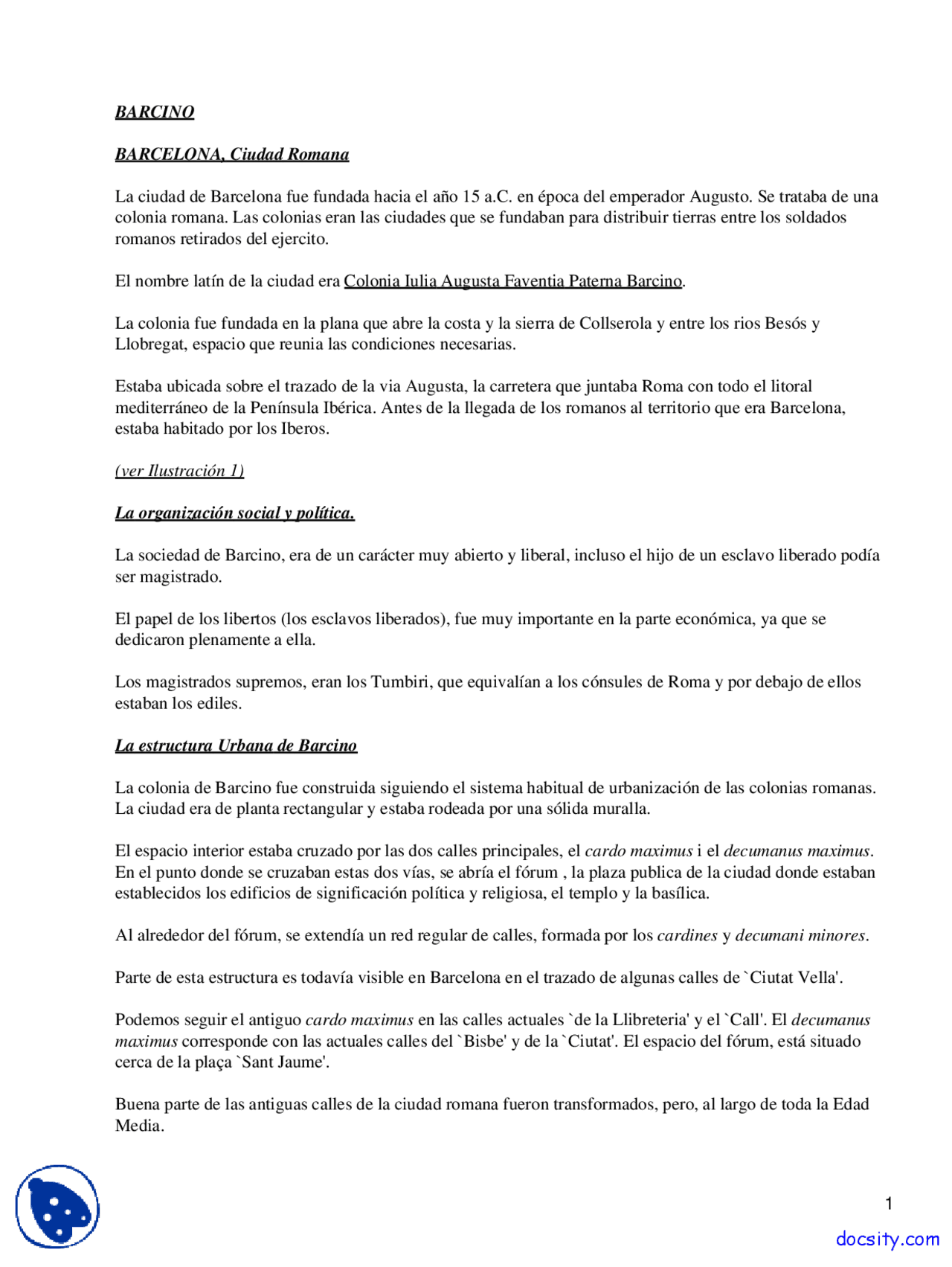 Barcino Apuntes Historia Universal Docsity