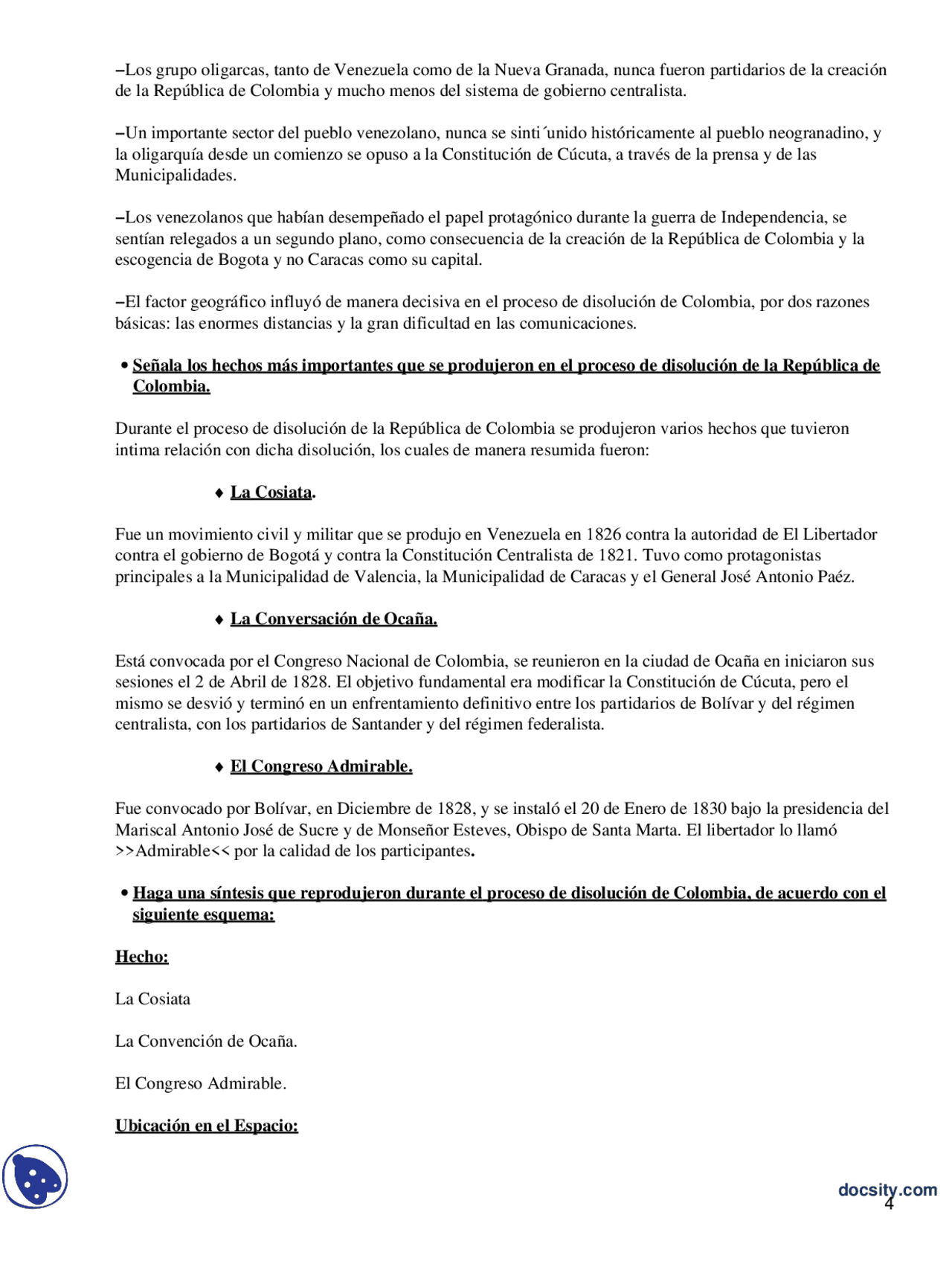 Creación Y Disolución De La Gran Colombia, Apuntes - Historia Universal ...