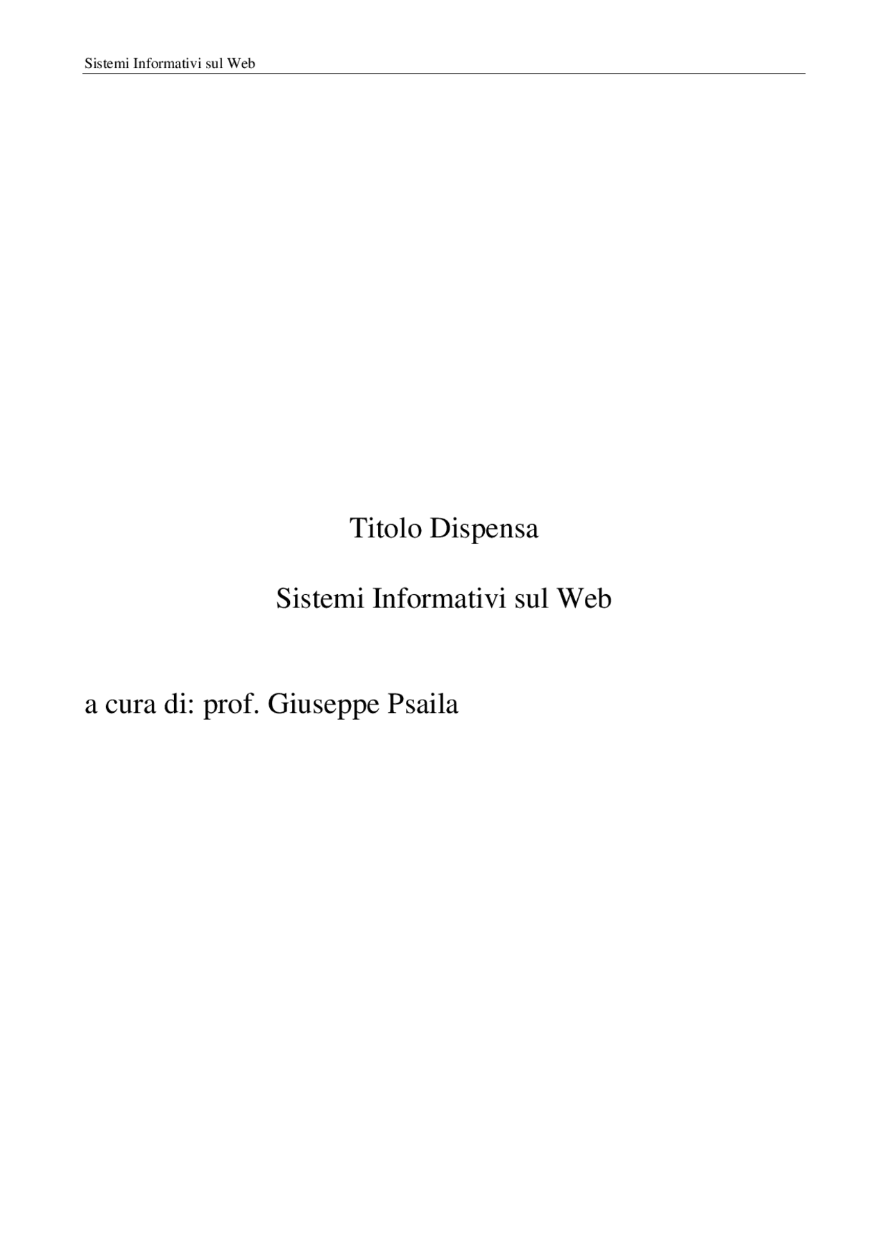 Sistemi Informativi Sul Web Appunti Di Base Di Dati Psaila Docsity