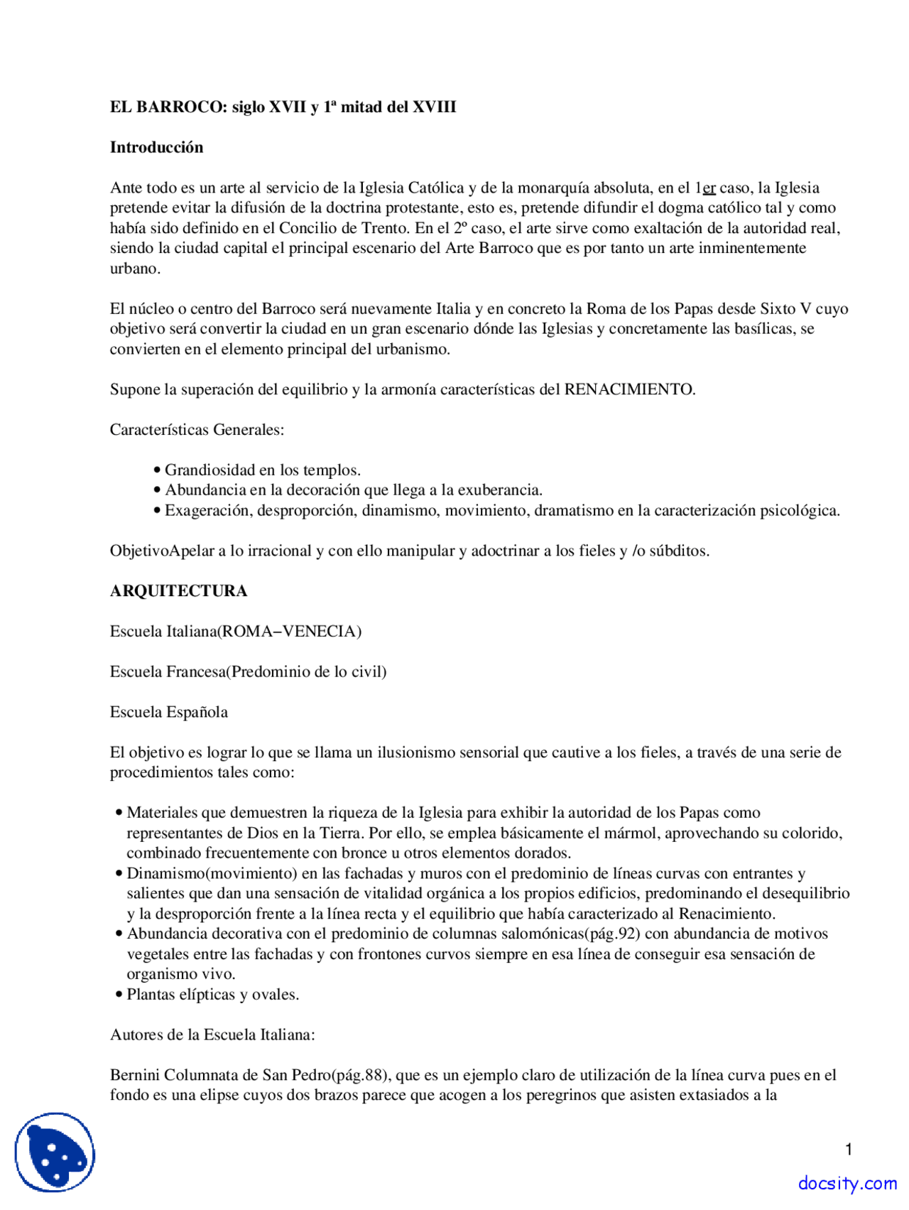Barroco Siglo Xvii Y 1ª Mitad Del Xviii Apuntes Historia Universal
