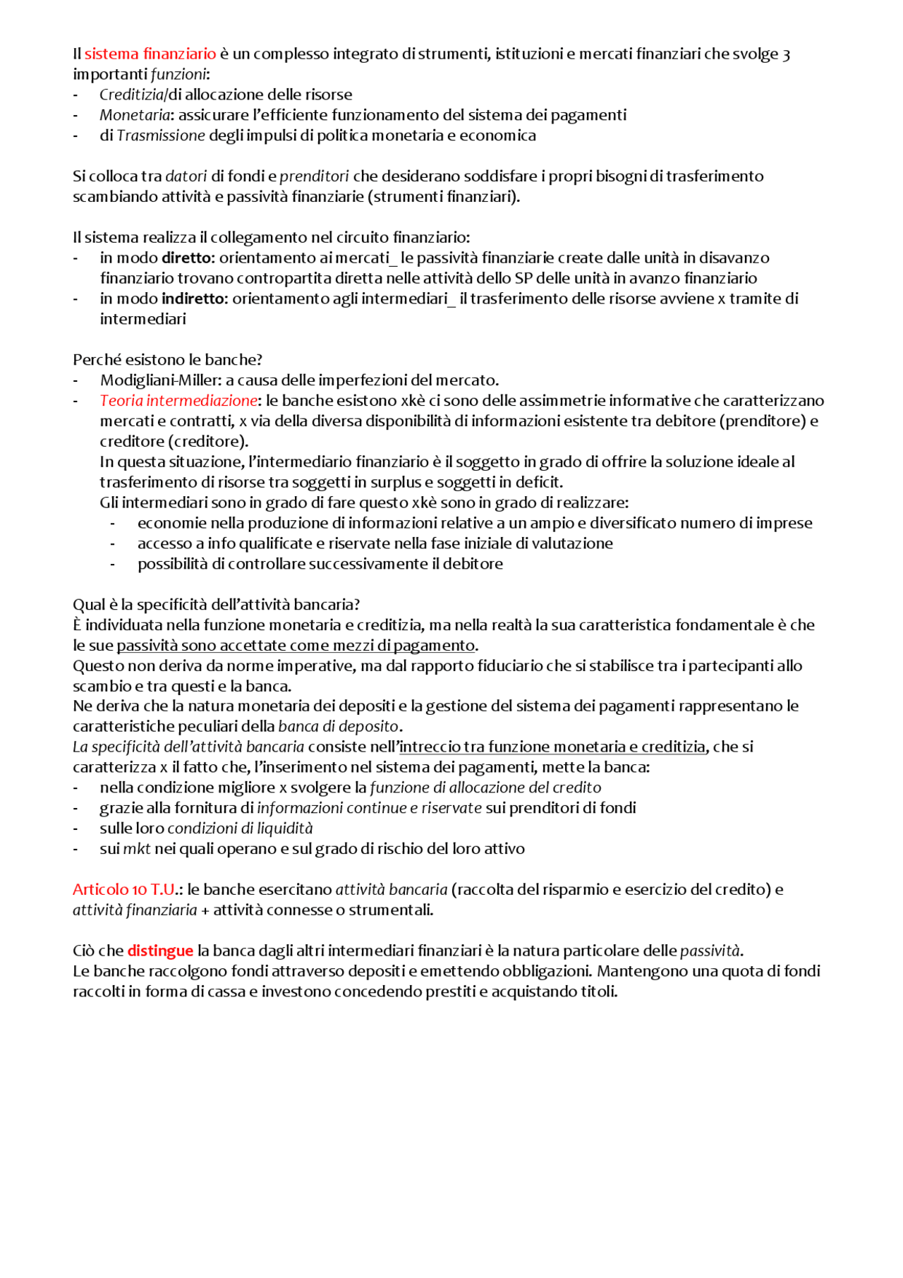 Riassunti Tecnica Bancaria Docsity
